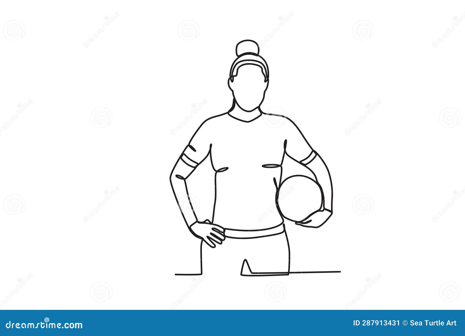 A Woman Stood Holding the Ball Stock Vector - Illustration of sport ...