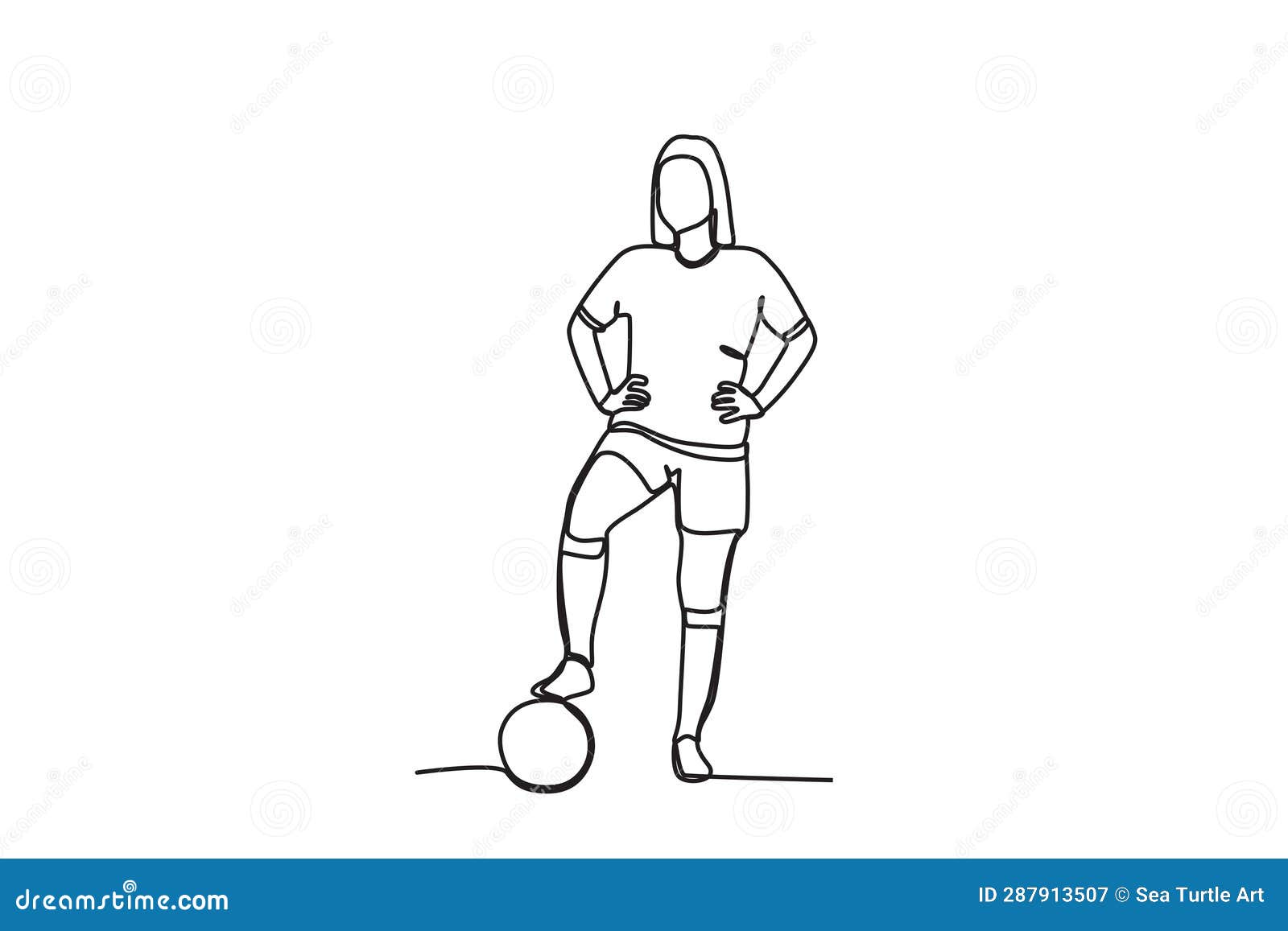 A Female Footballer Stood Up Gallantly Stock Vector - Illustration of ...