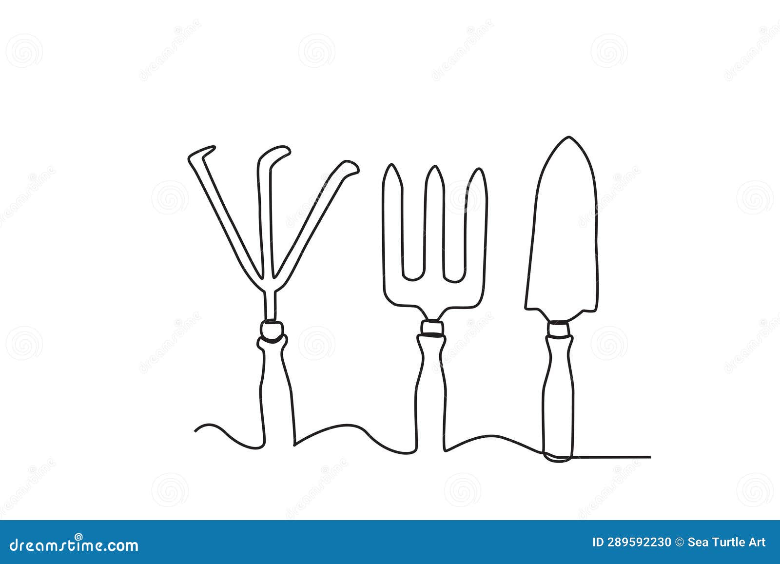 A Hand Cultivator, Spade, and Ground Fork Stock Illustration ...