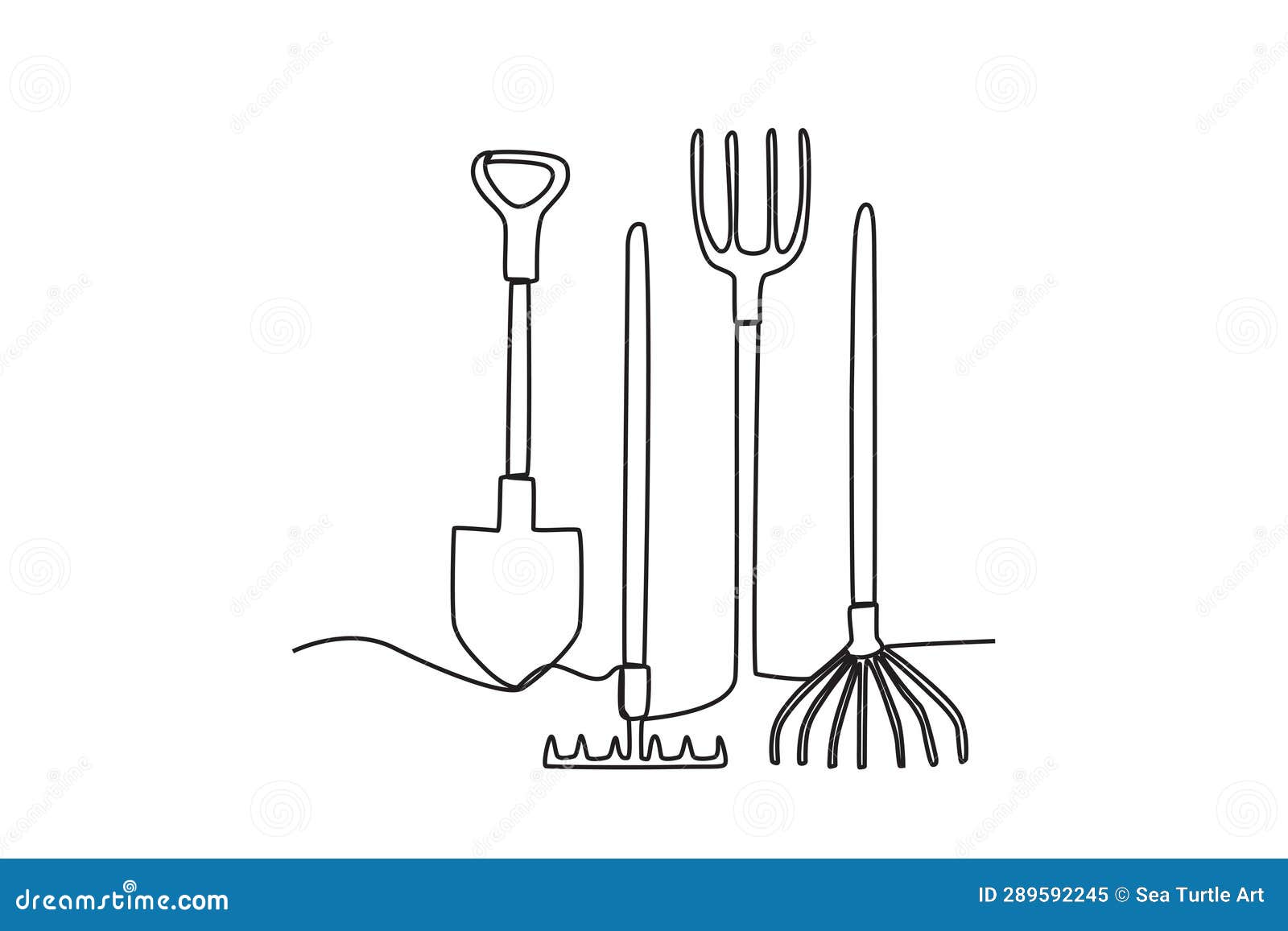 A set of gardening tools stock illustration. Illustration of shovel ...