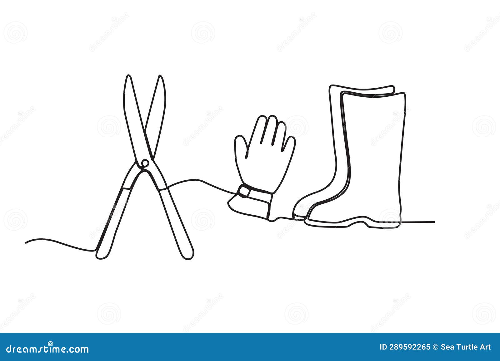 A Pair of Scissors, Gloves, and Boots Stock Vector - Illustration of ...