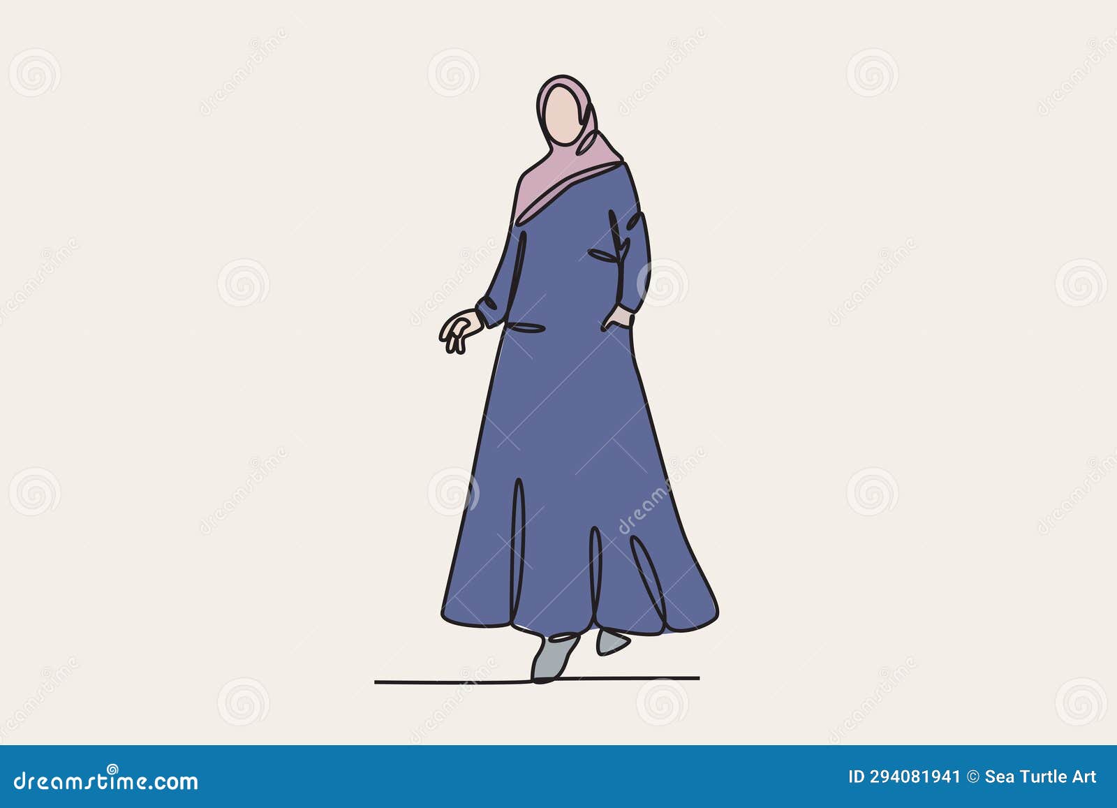 Color Illustration of a Woman Wearing an Abaya Stock Vector ...