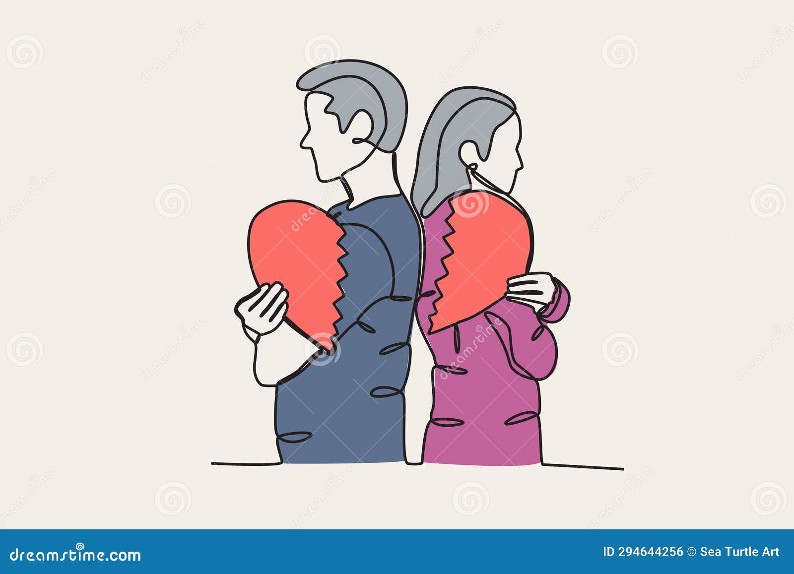 Color Illustration of a Husband and Wife Separating Stock Vector ...