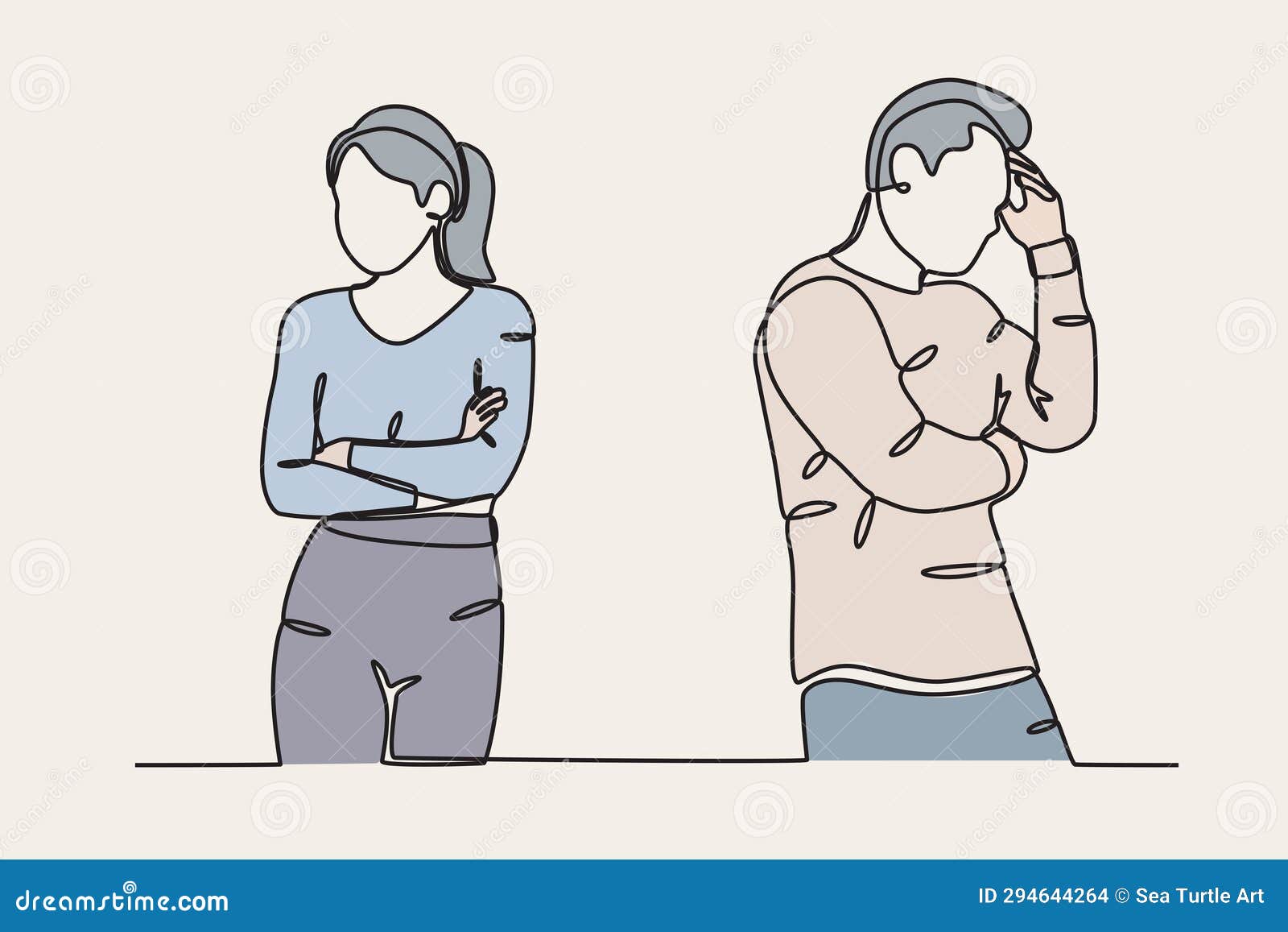 Color Illustration of a Couple Quarreling Stock Vector - Illustration ...