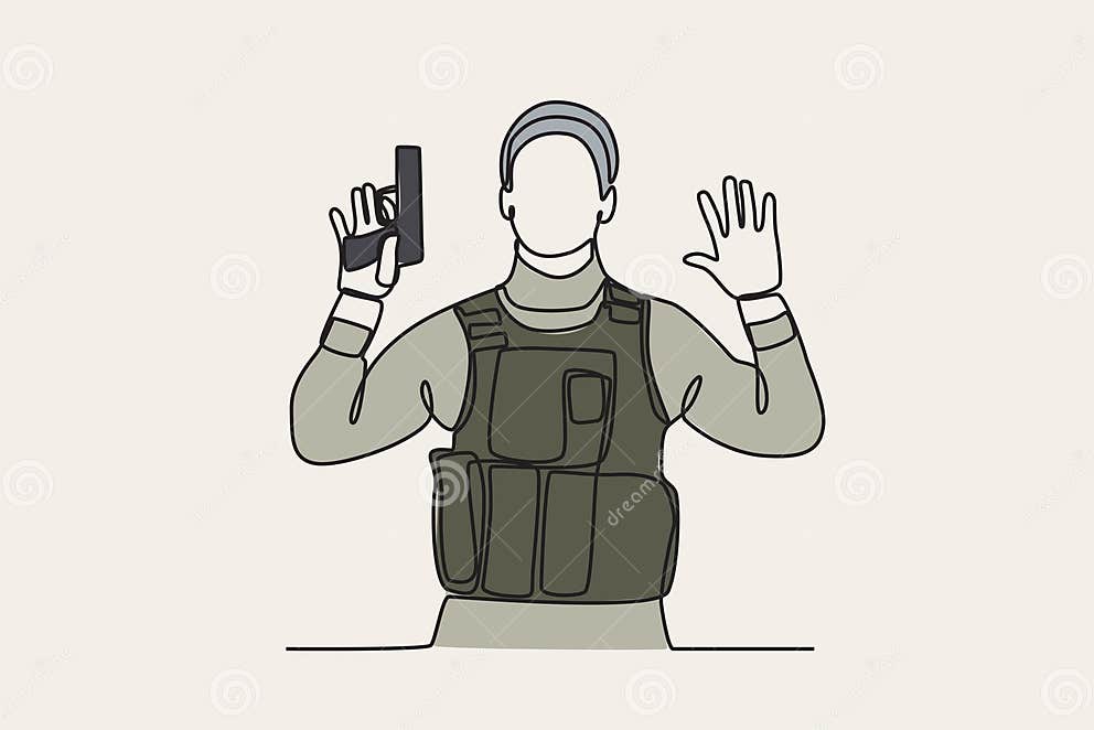 Color Illustration of a Soldier Surrendering during War Stock Vector ...