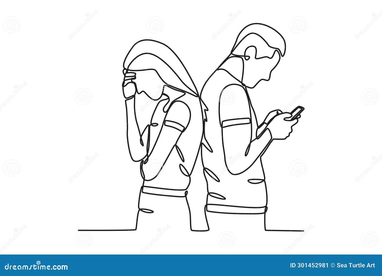 A Man Playing Cellphone Ignores His Girlfriend Stock Vector ...