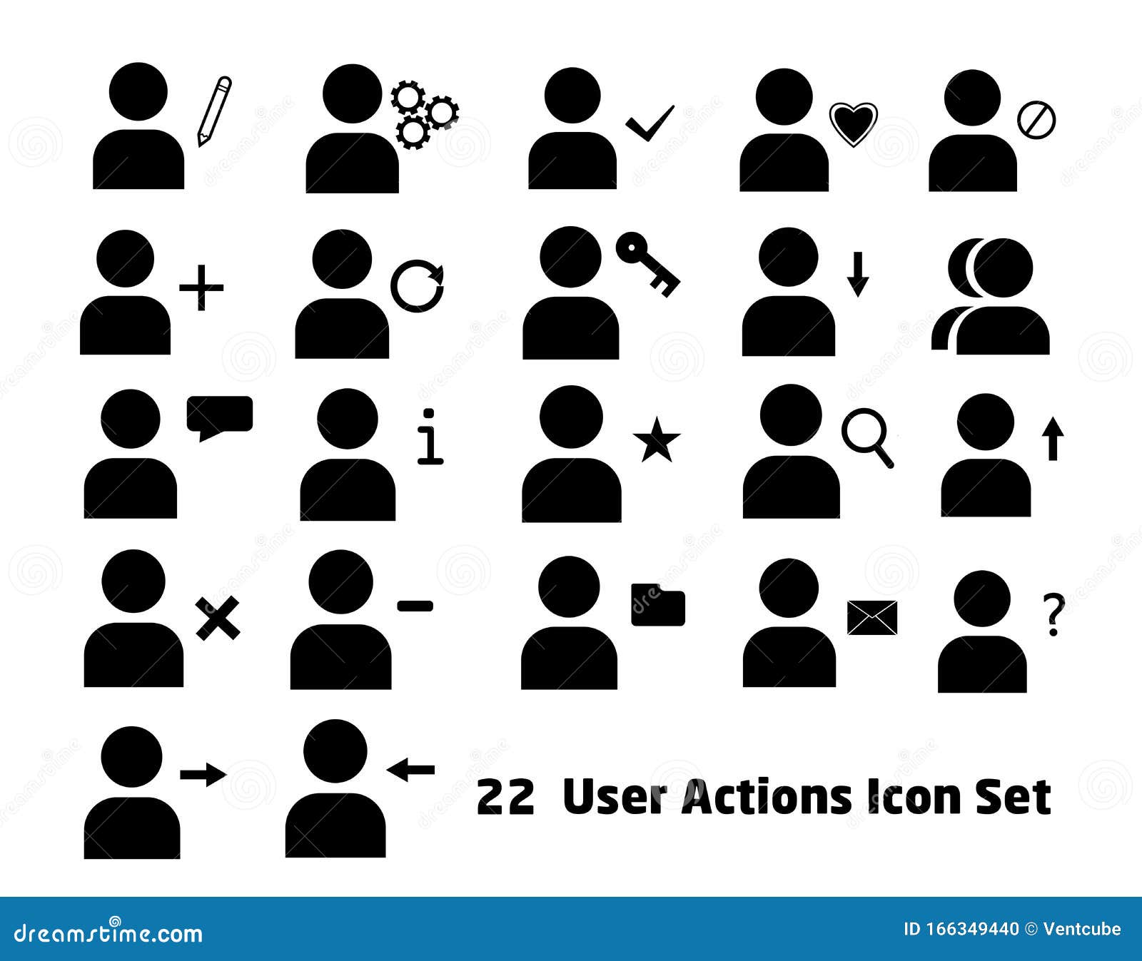 User Action Vector Icon Set. Stock Illustration - Illustration of plus ...