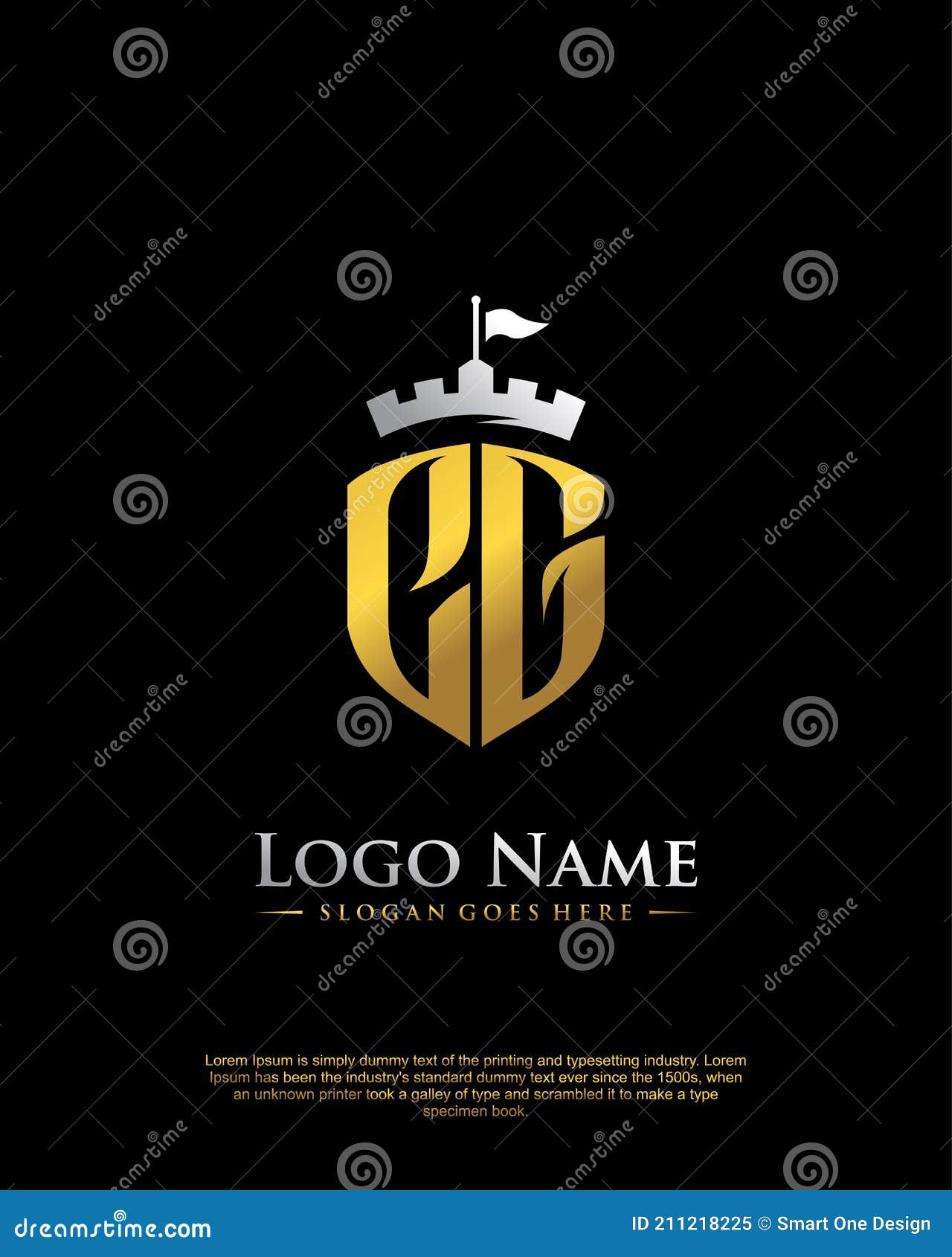 Initial CG Letter with Shield Style Logo Template Vector Stock Vector ...