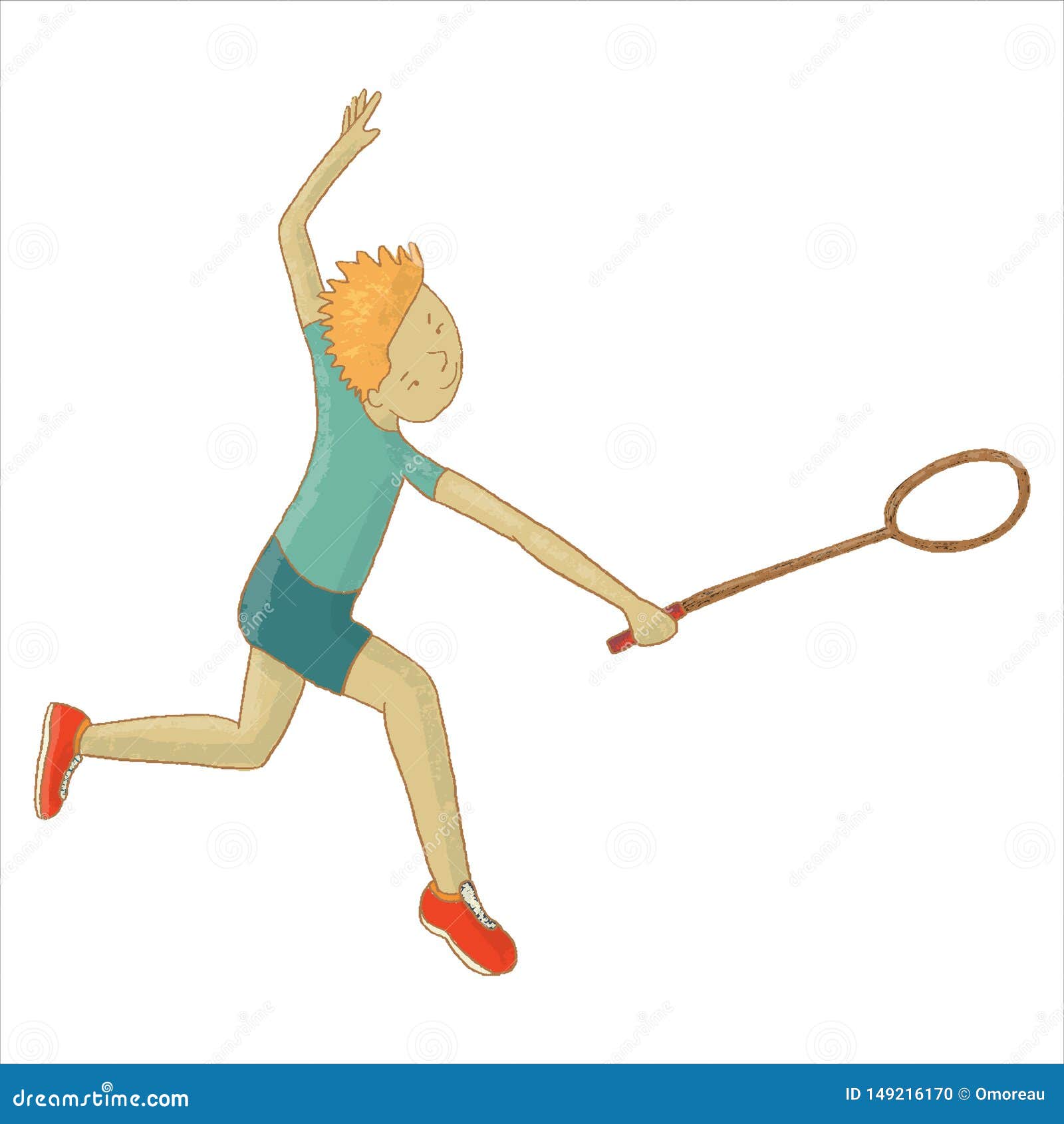 Boy Playing Badminton with Racquet Stock Vector - Illustration of ...
