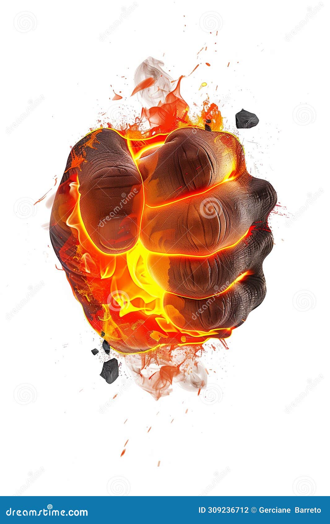 A Human Fire Fist Raised in Victory Arte Com IA Stock Illustration ...