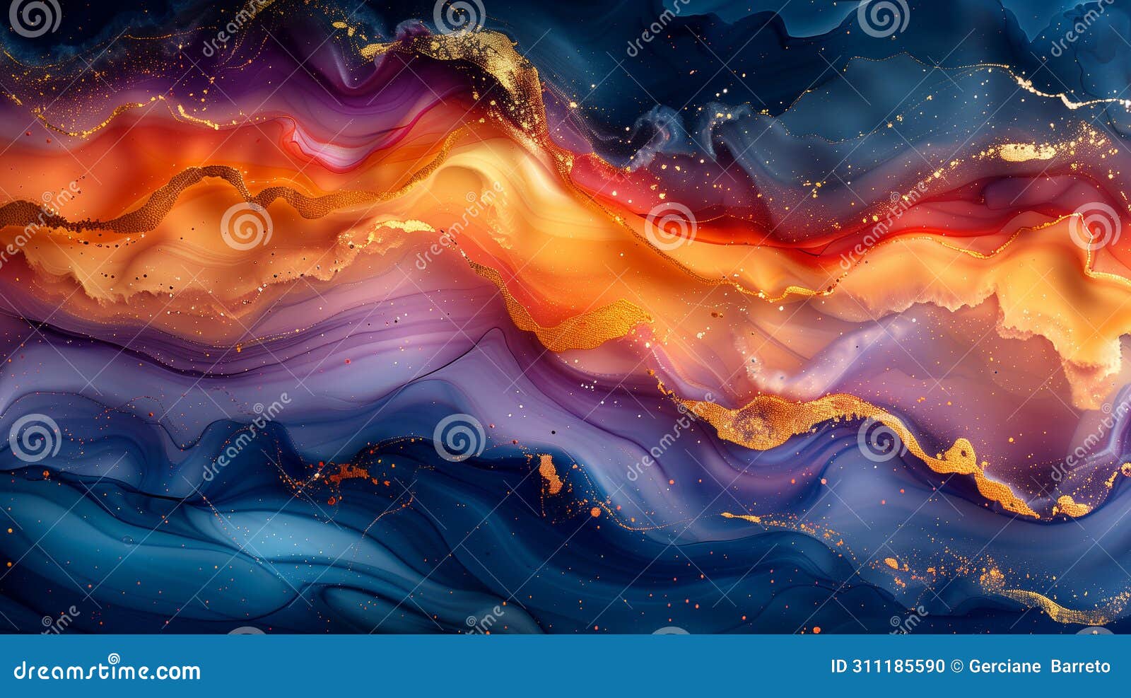 Explosion of Vibrant Colors Mixing in Fluid, Abstract Waves. Arte Com ...