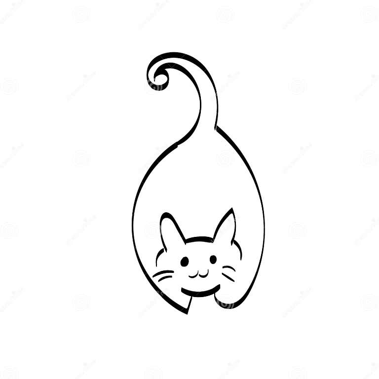Arte De Linea De Gato Lindo Para Imprimir Stock de ilustración ... Arte De Linea De Gato Lindo Para Imprimir Stock de ilustración ...
