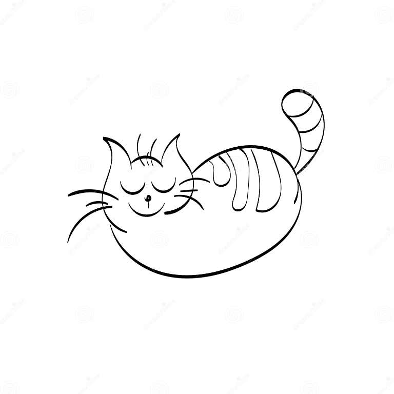 Arte De Linea De Gato Lindo Para Imprimir Stock de ilustración ... Arte De Linea De Gato Lindo Para Imprimir Stock de ilustración ...