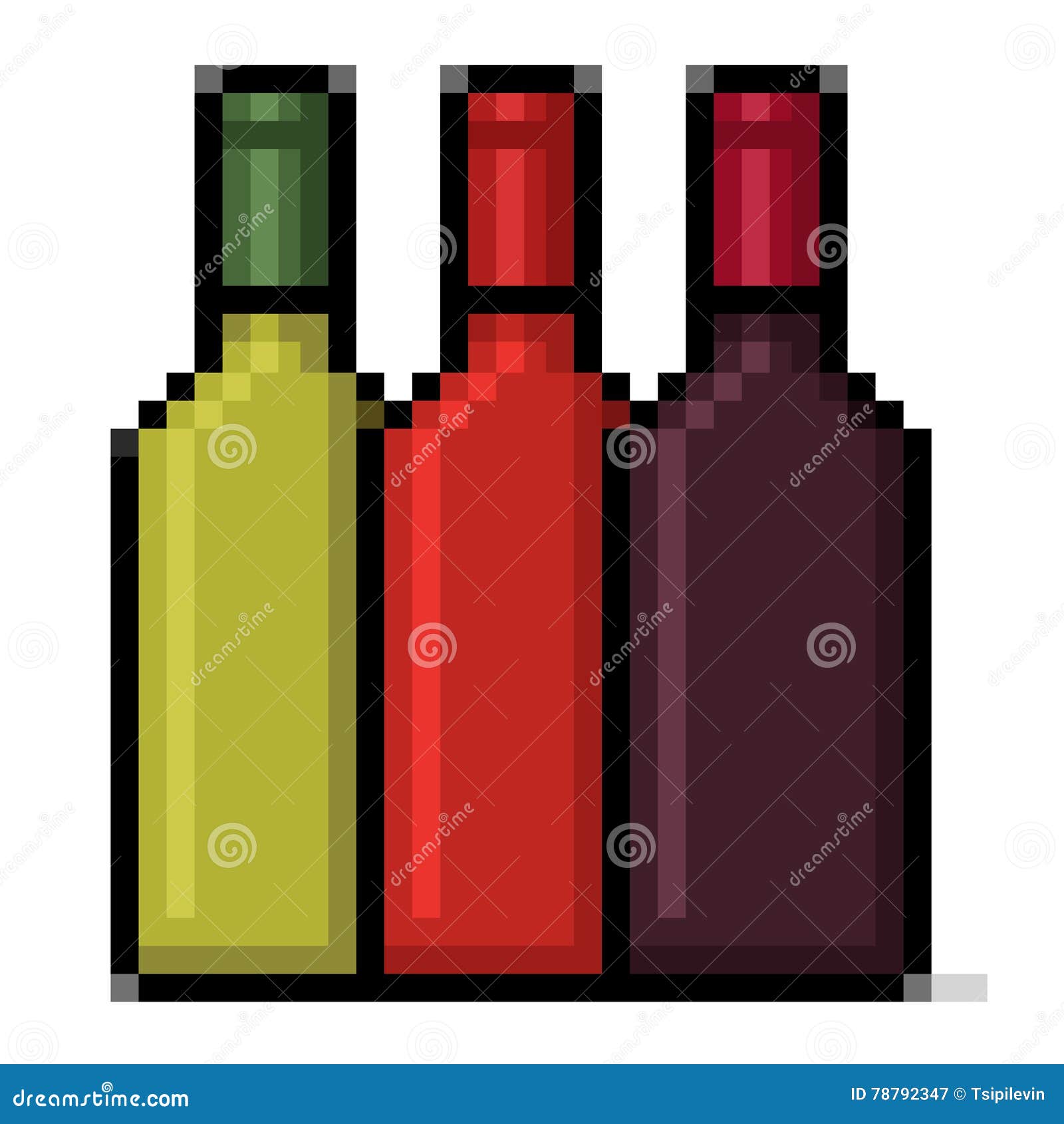 Arte Del Pixel De Las Botellas De Vino Stock de ilustración ...