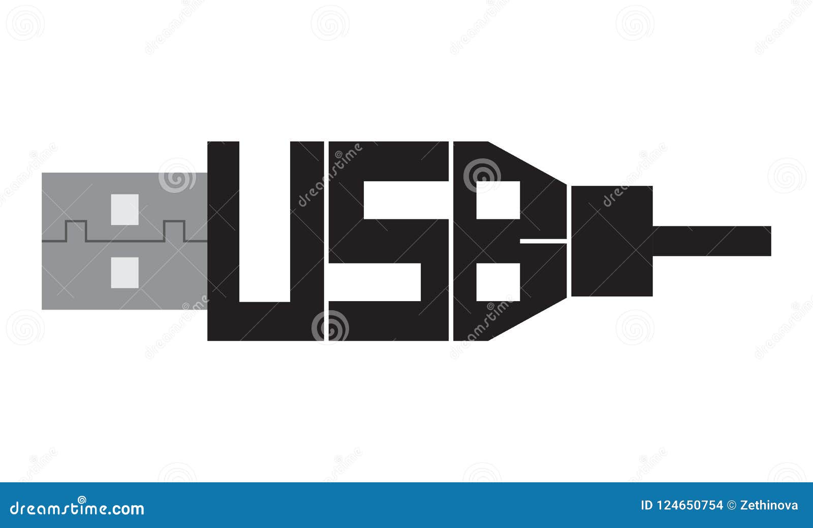 Arte do texto de USB ilustração stock. Ilustração de elétrico - 124650754