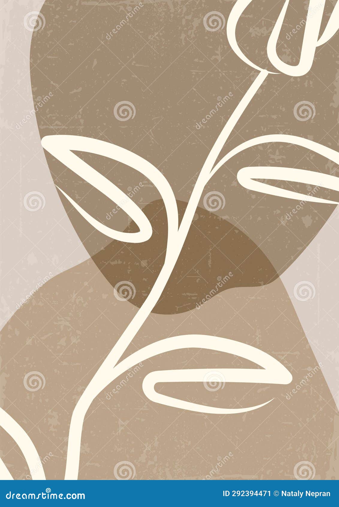 Abstract Decorative Background with Leaf in Boho Style Illustration ...