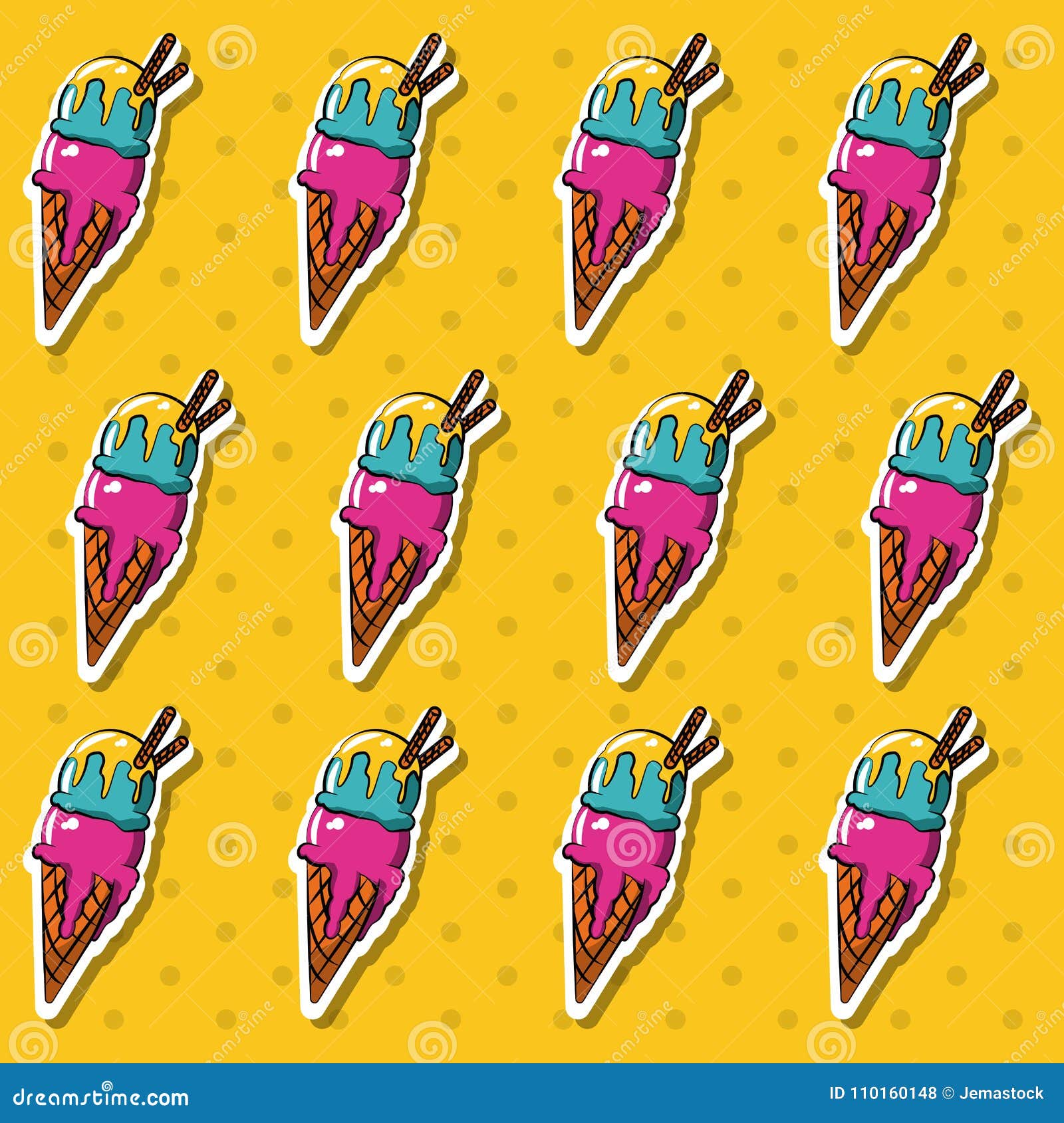 Arte Pop Del Cono De Helado Ilustración del Vector - Ilustración de ...