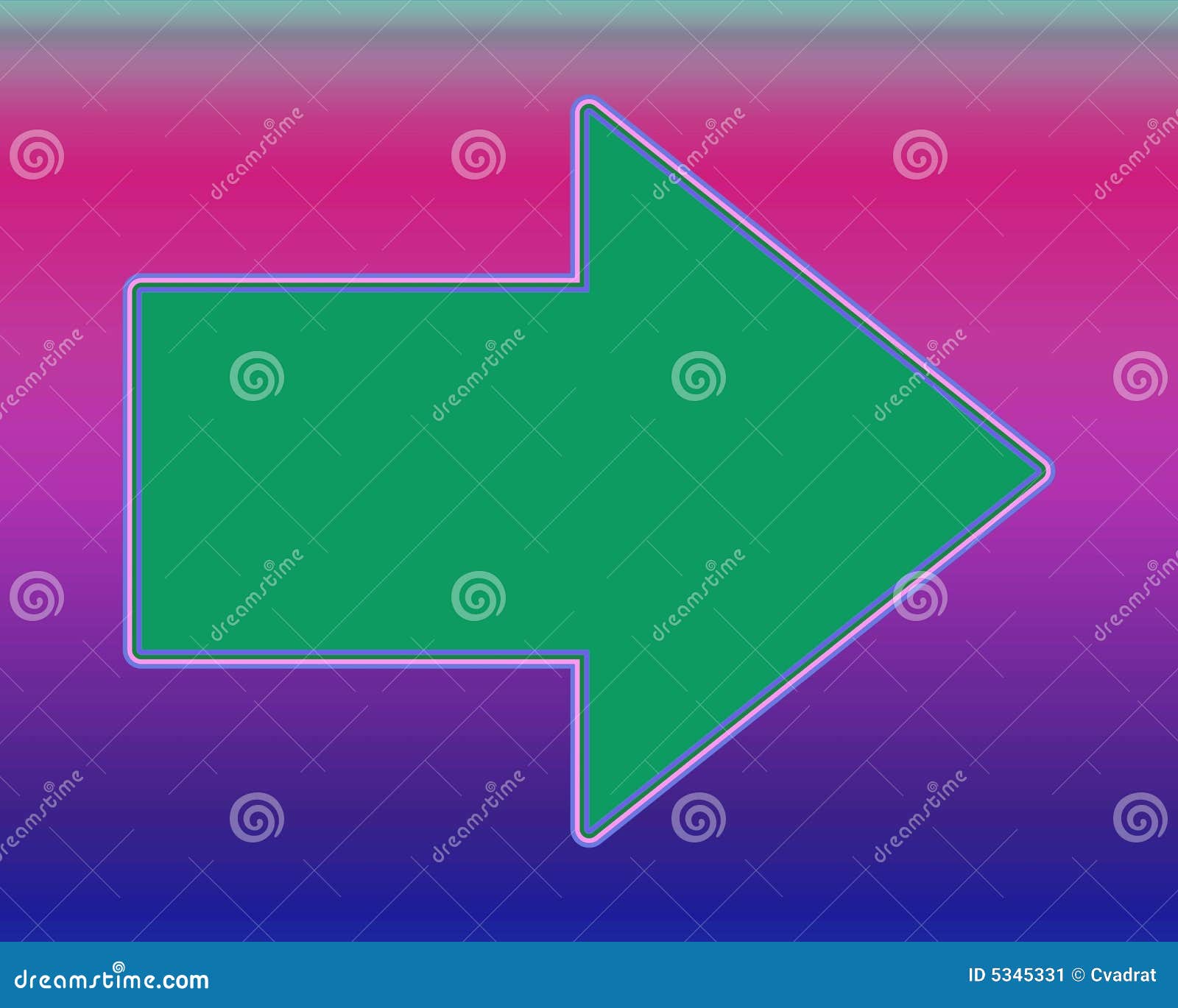 Arte Pop Una Flecha Al Verde Correcto Sobre Fucsia Stock de ilustración ...