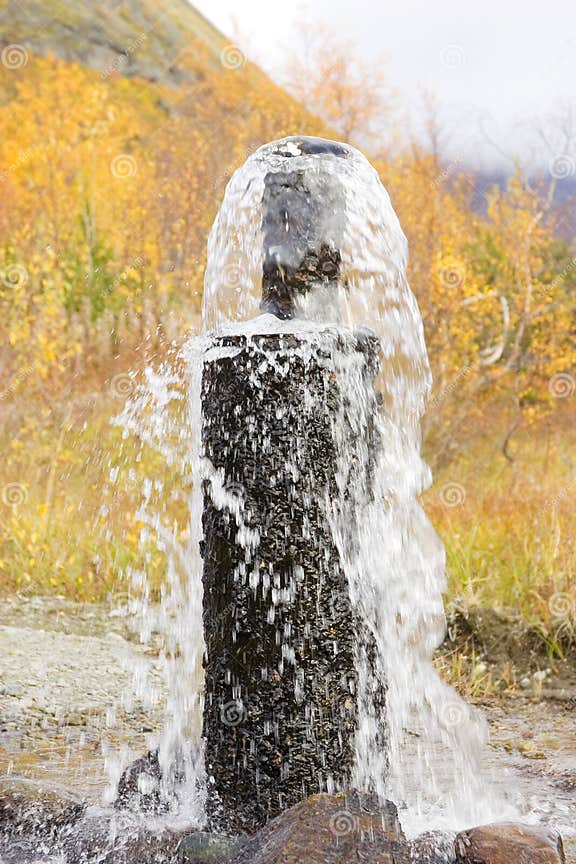 Artesian Spring in Autumn Mountains Stock Image - Image of cascade ...