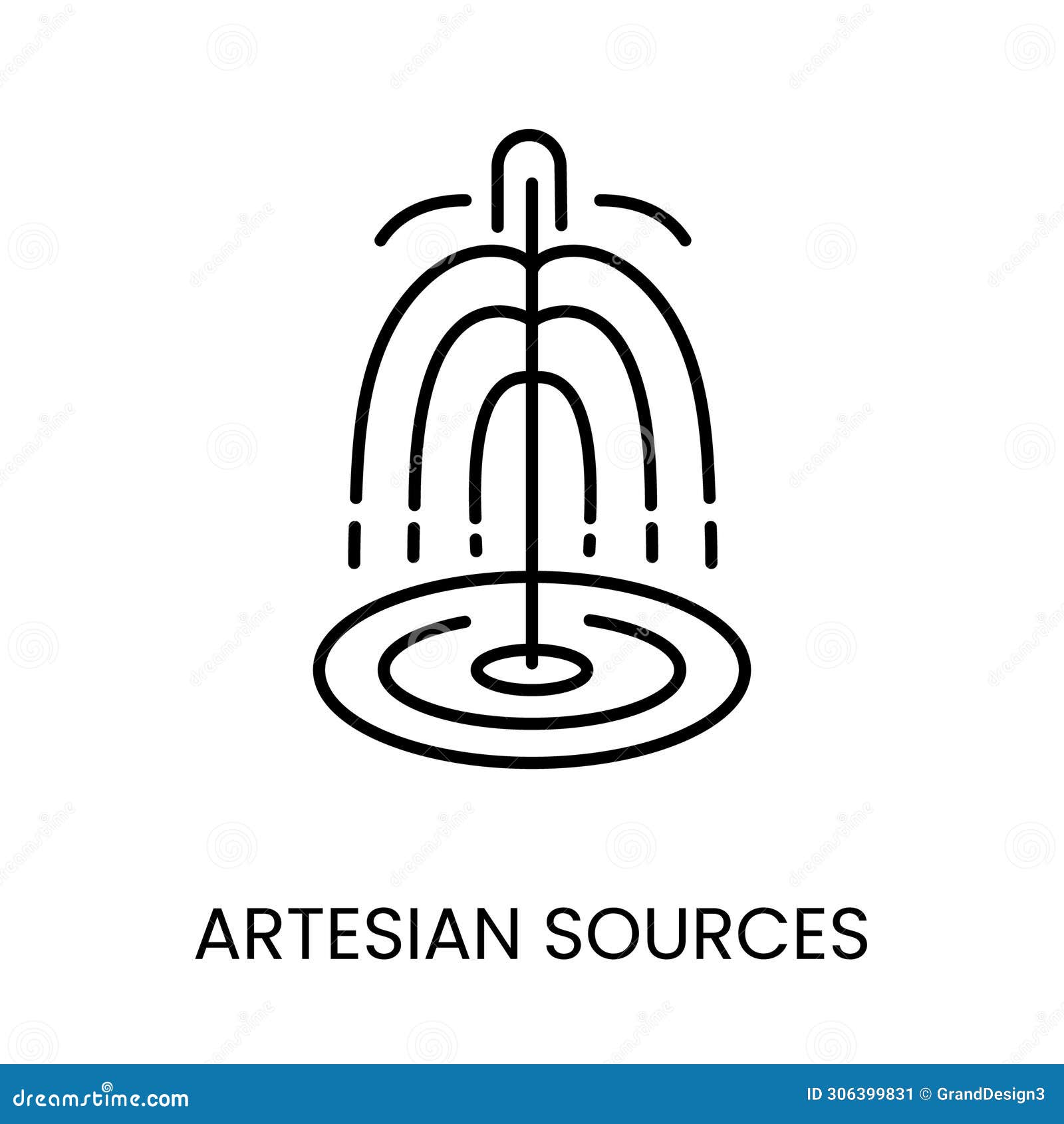 Artesian Water Springs Line Vector Icon for Water Packaging with ...