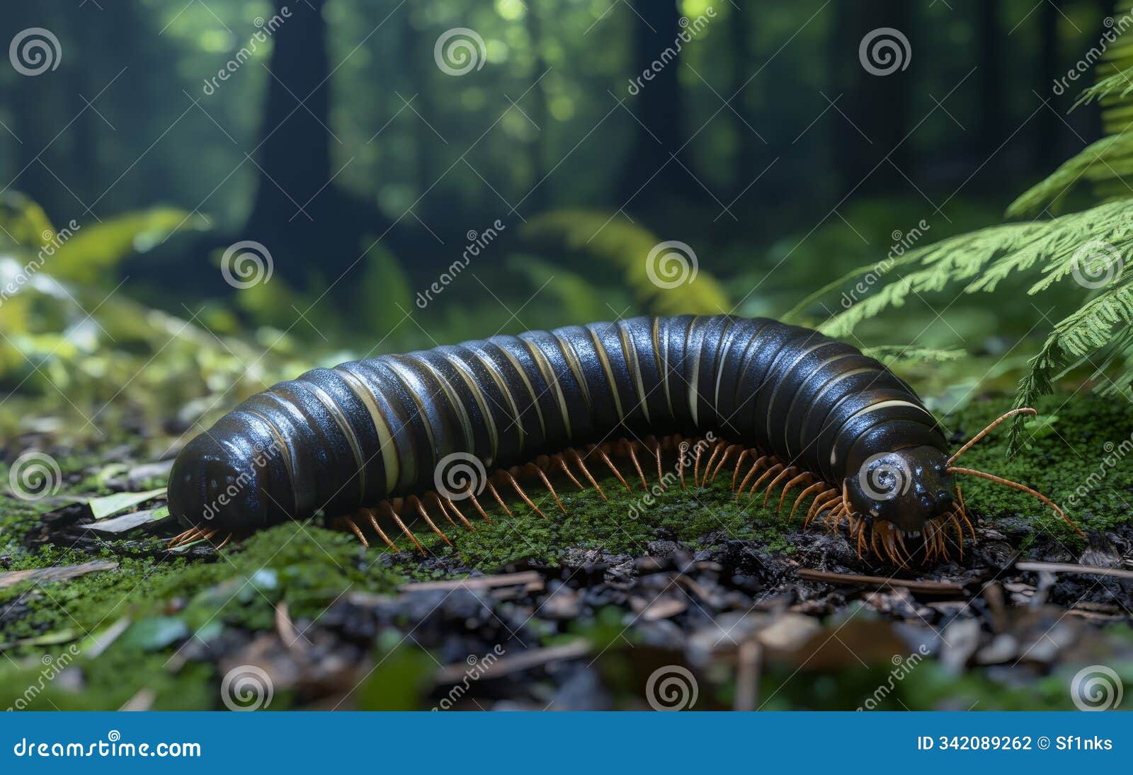 An Arthropleura Emerges from the Dense, Verdant Undergrowth of the ...