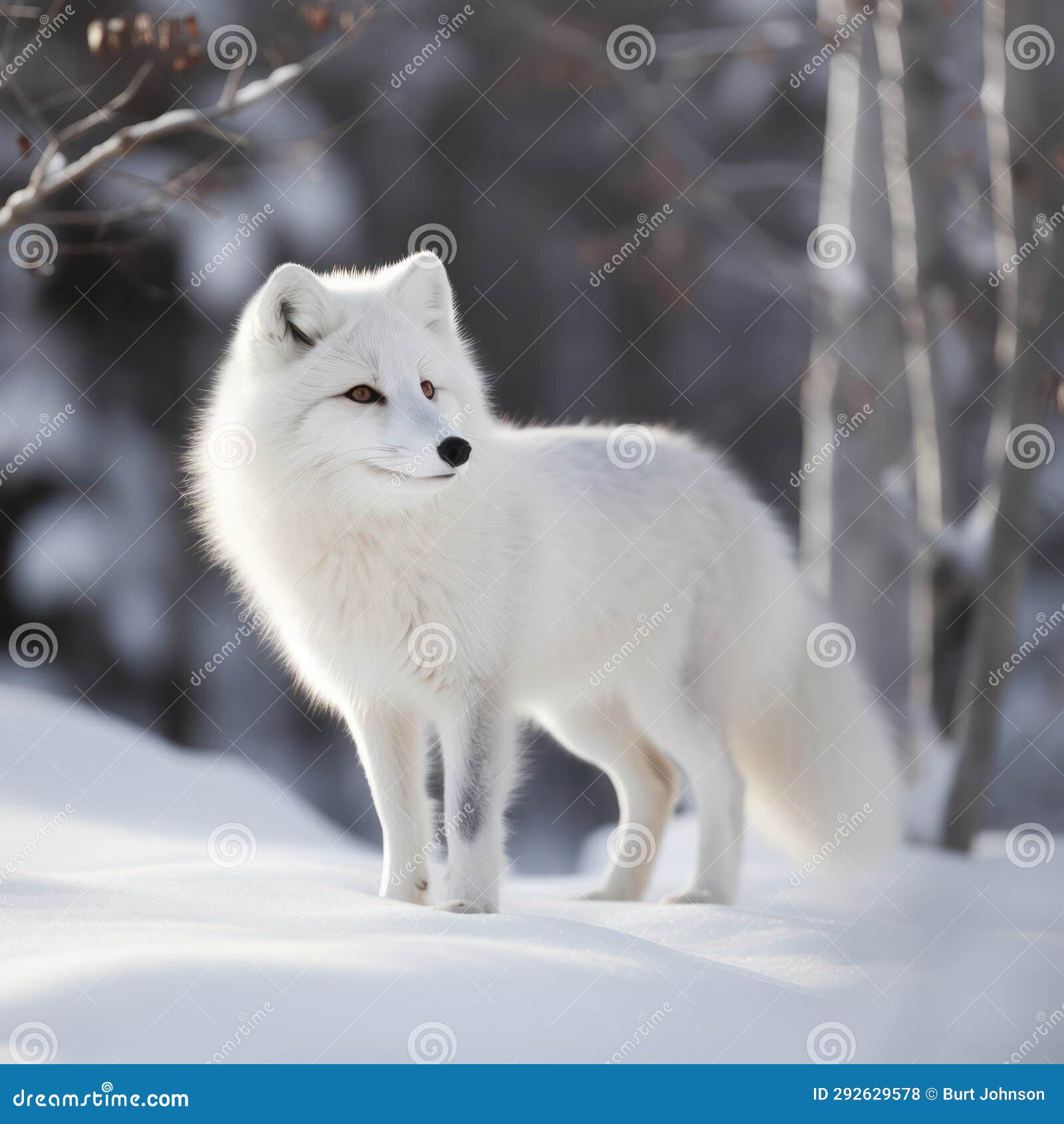 Standing Artic Fox Silhouette Vector Style On Side View Isolated On ...