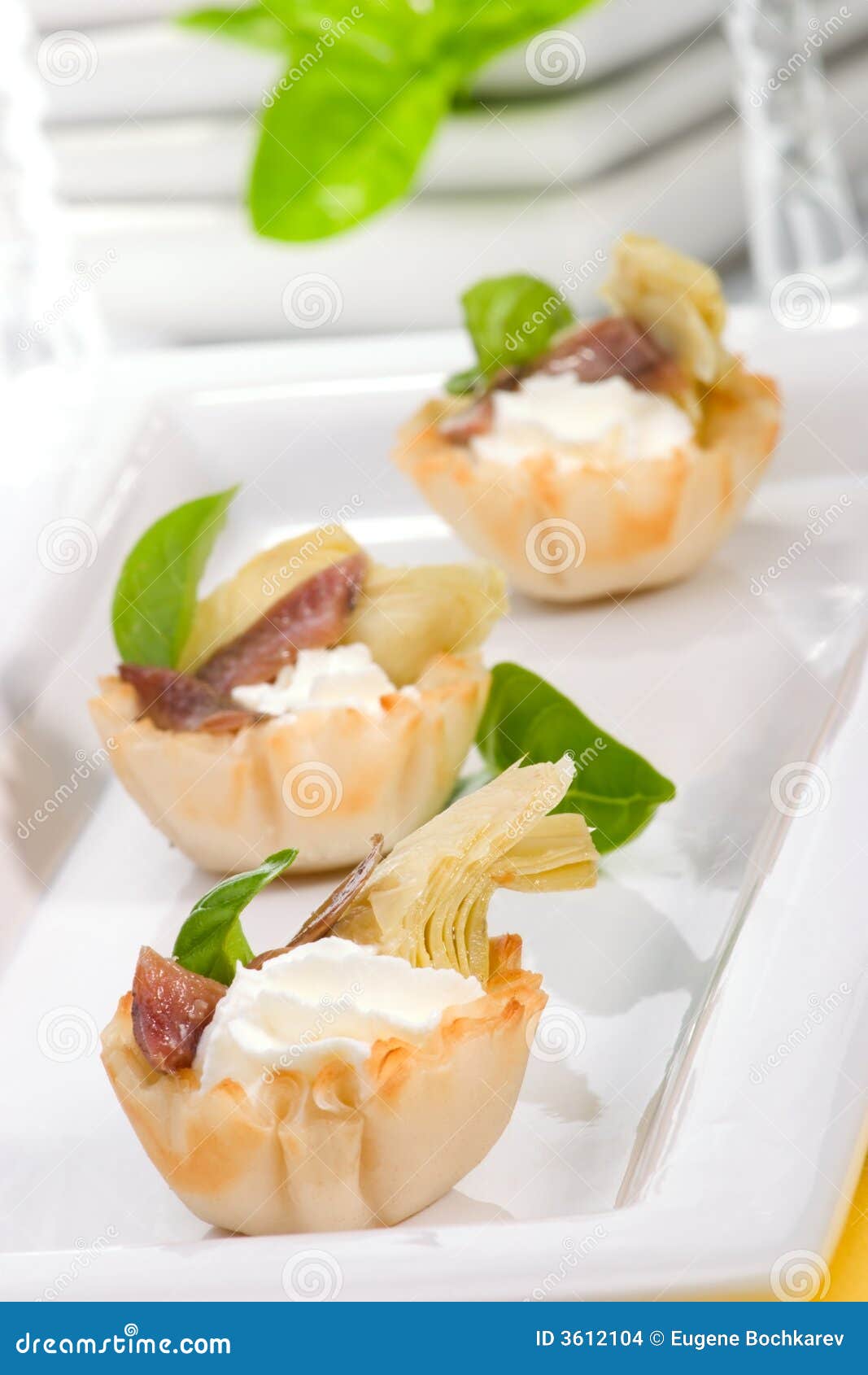Artichoke, Anchovy and Cream Cheese Canapes Stock Photo - Image of ...