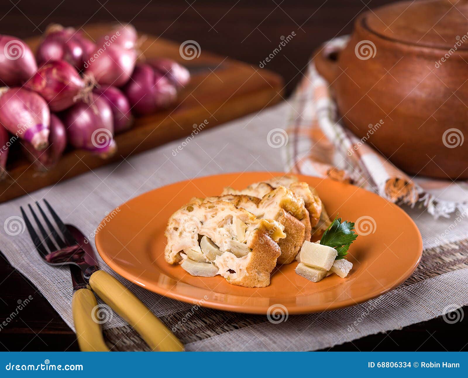 Artichoke Bread Pudding, Budin De Alcachofas Stock Photo - Image of ...
