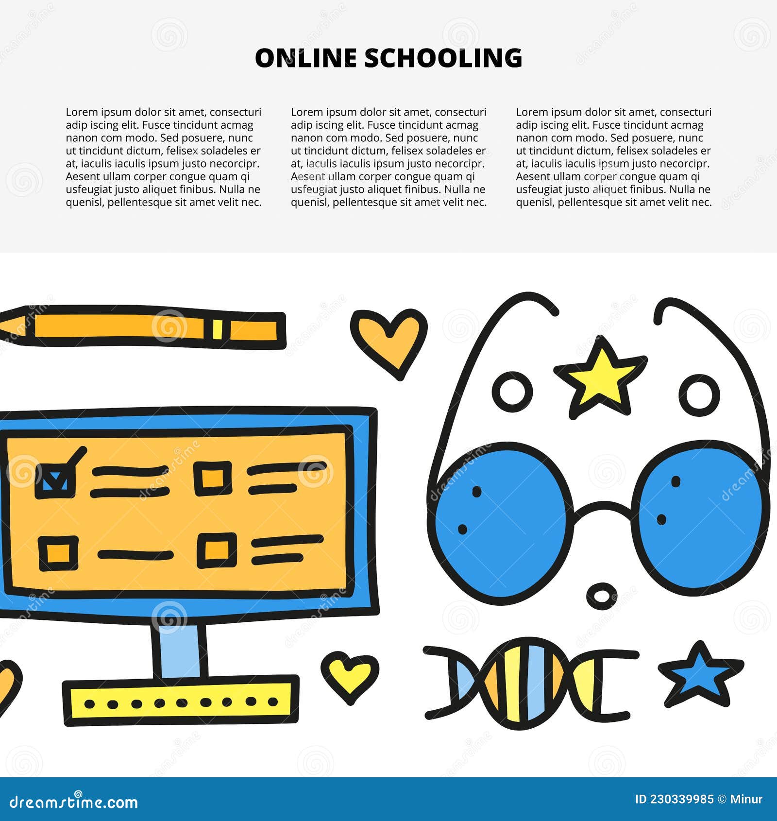 Article Template with Doodle Colored Education Icons. Stock Vector ...