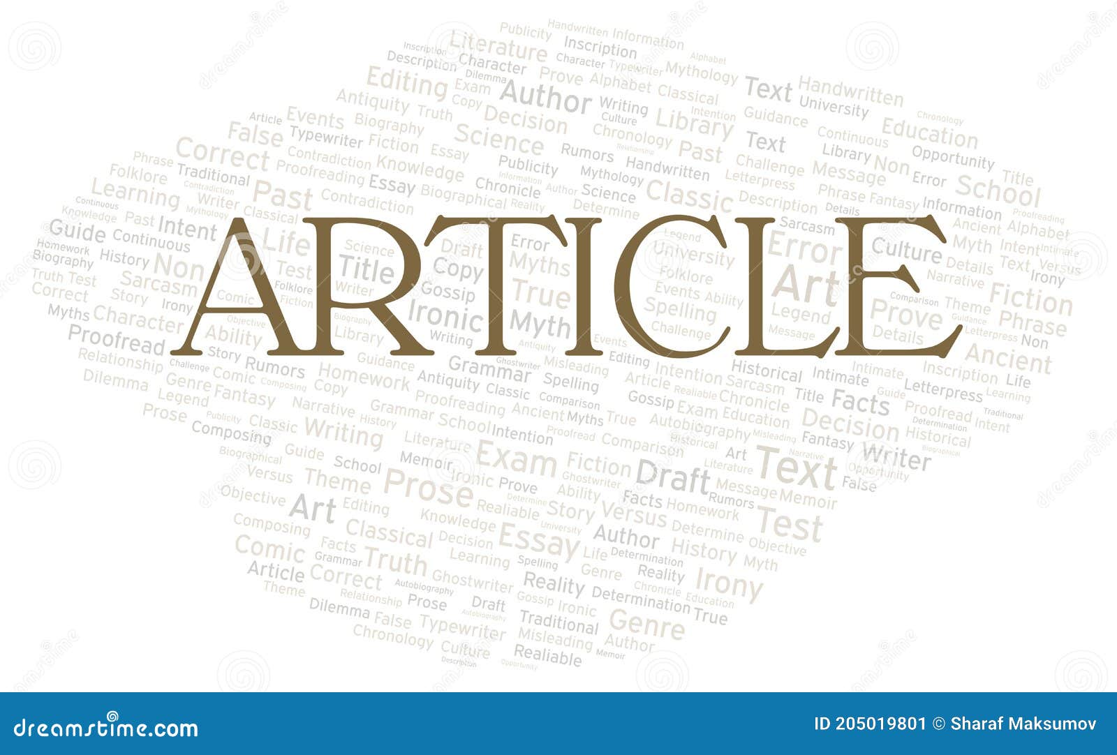 Article Typography Word Cloud Create with the Text only Stock ...