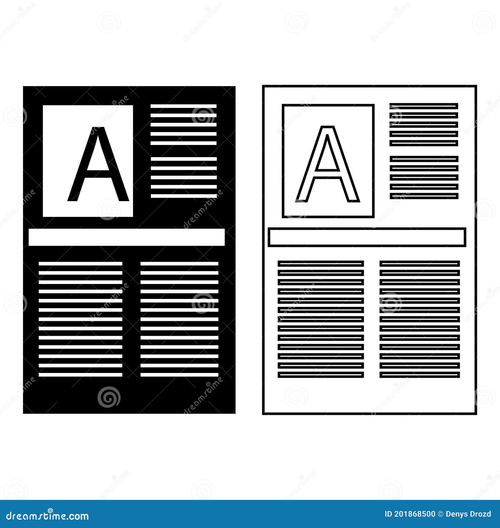 Article Vector Icon Set. Newspaper Illustration Sign Collection ...