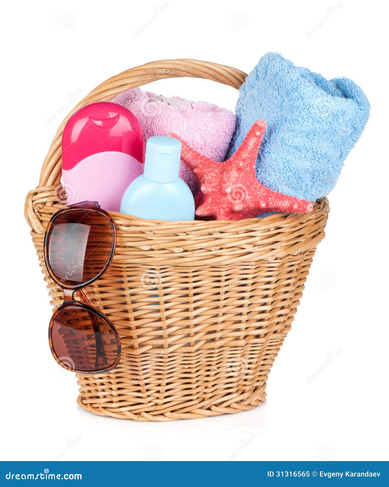 Articles De Plage Dans Le Panier Image stock - Image du vert ...
