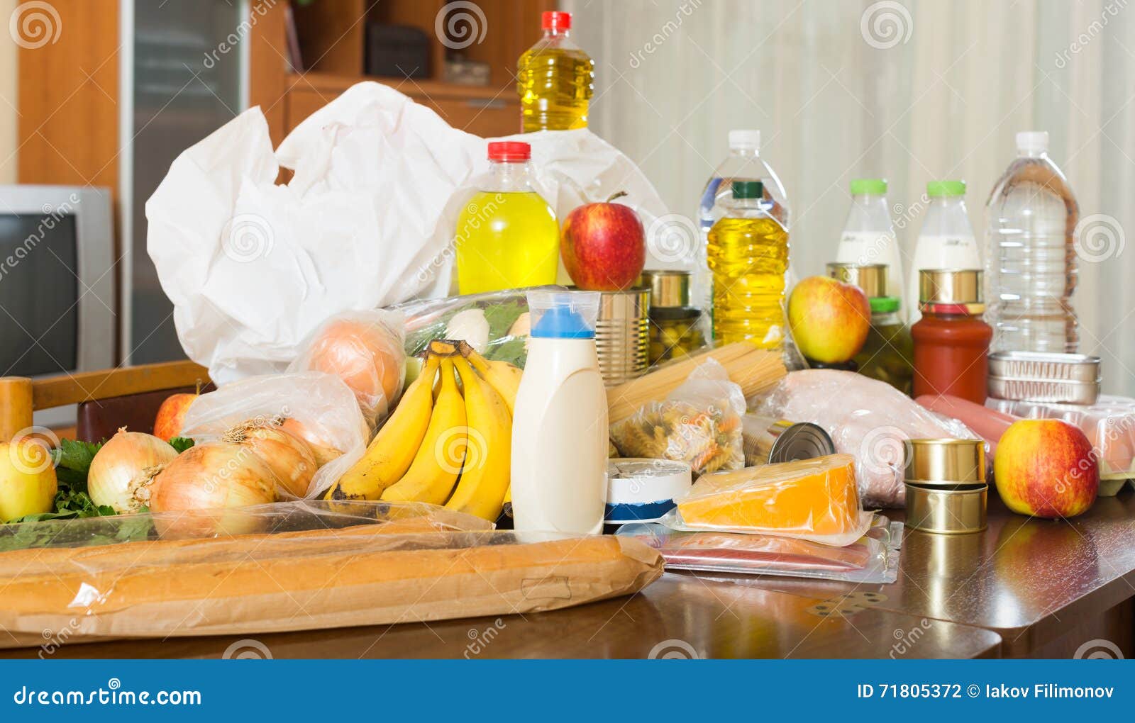 Articles of Food for Small Family Stock Photo - Image of package, food ...