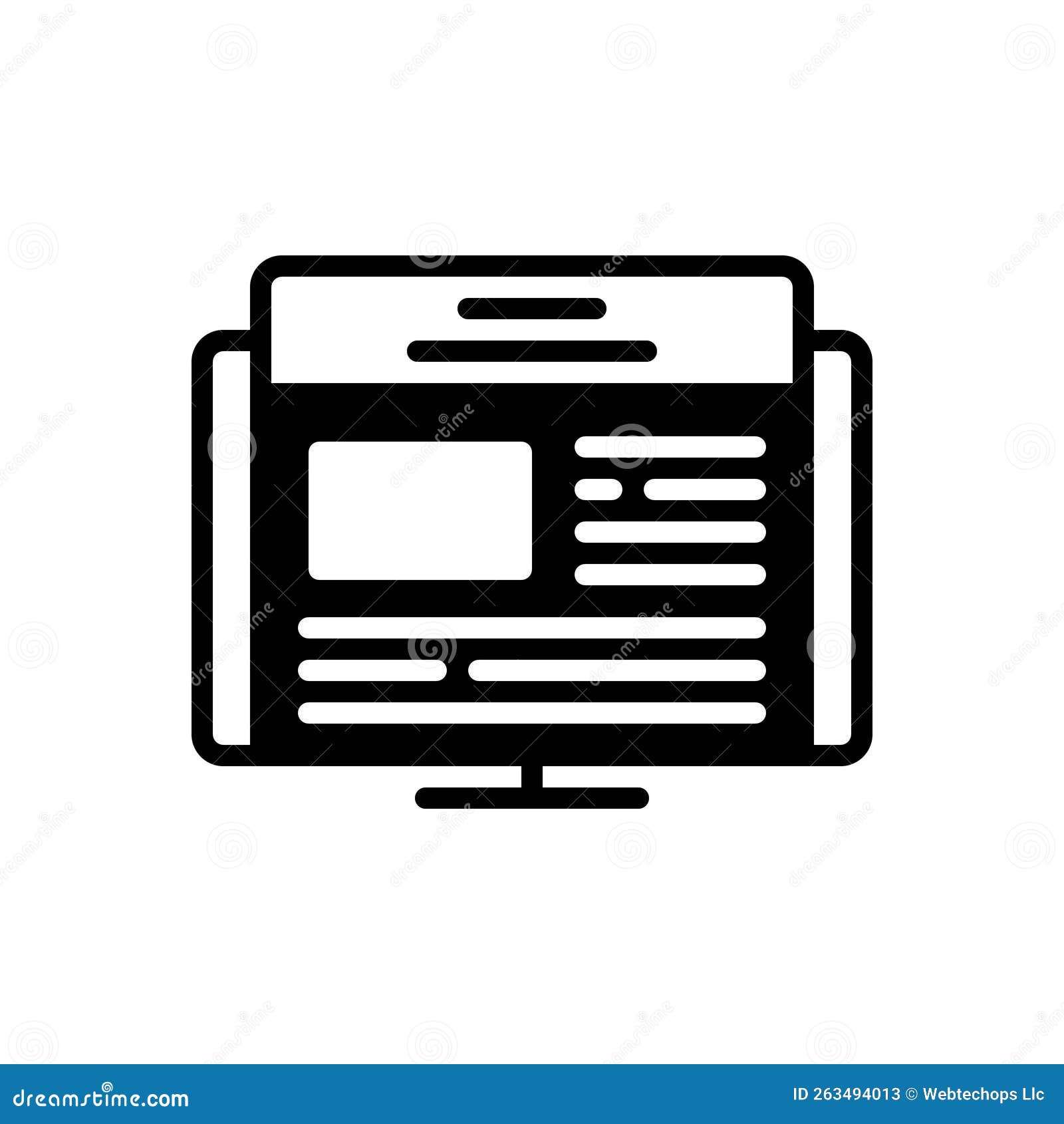 Black Solid Icon for Articles, Screen and Monitor Stock Illustration ...