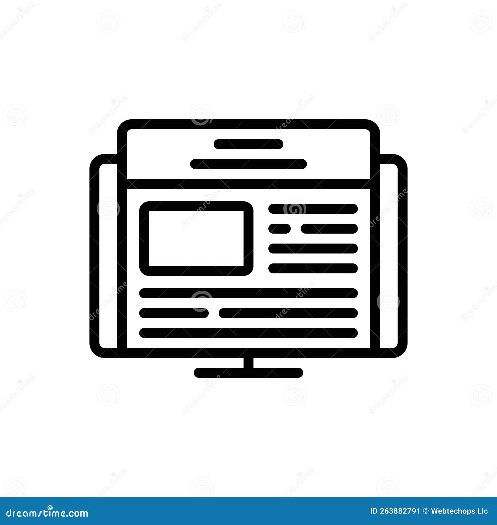 Black Line Icon for Articles, Screen and Monitor Stock Illustration ...
