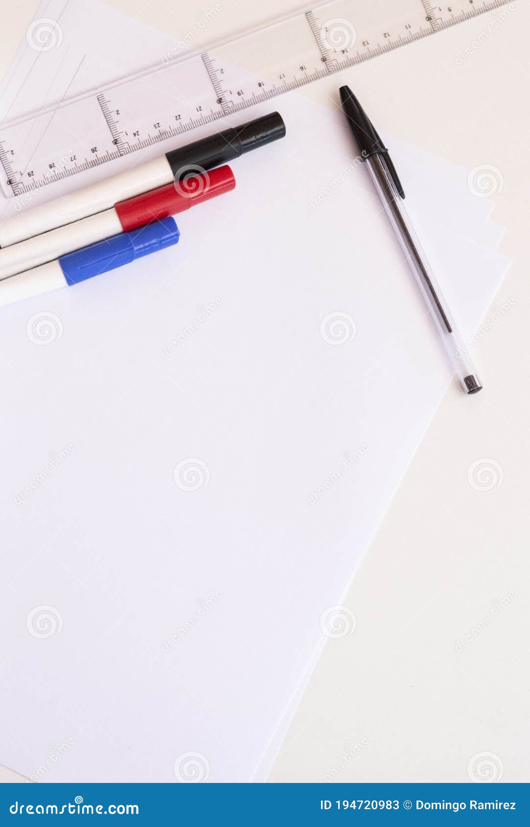 Articles for Office or School Work on Table in Order Stock Image ...