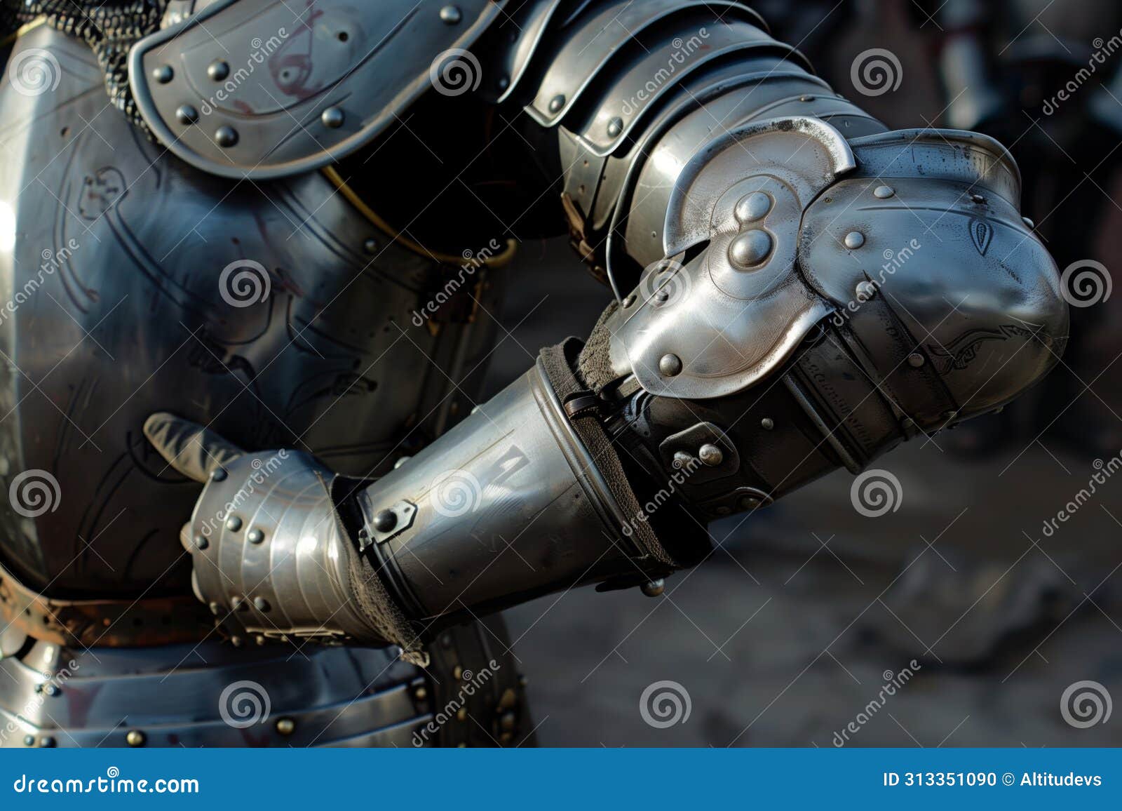 Articulated Joints in Armor Demonstrated by Bending Elbow Stock Photo ...