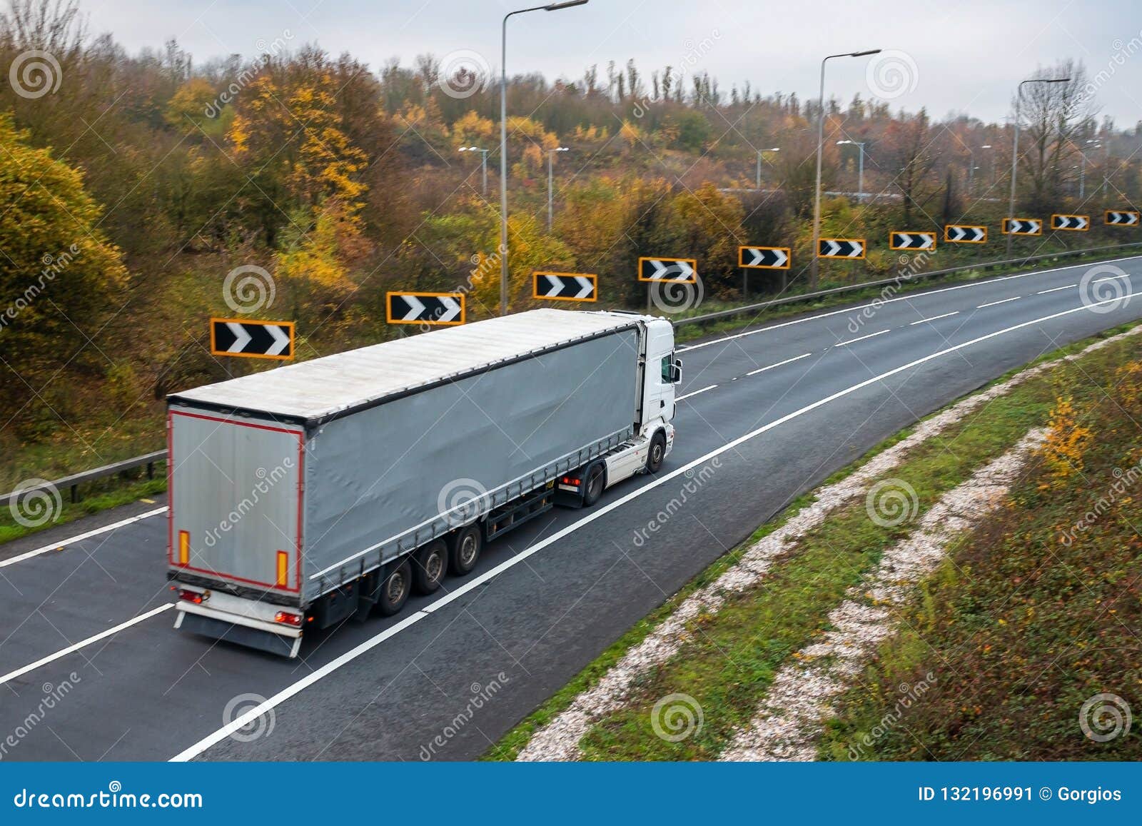 Articulated Lorry on the Road Stock Image - Image of curve, grey: 132196991