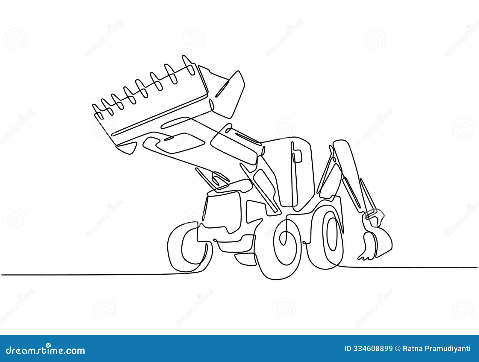Articulated Wheel Backhoe Loader Continuous Line Drawing In Sleek ...