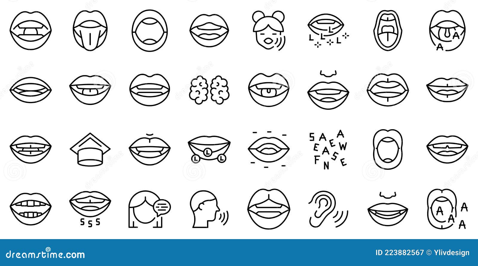 Articulation Icons Set Outline Vector. Childhood Development Stock ...