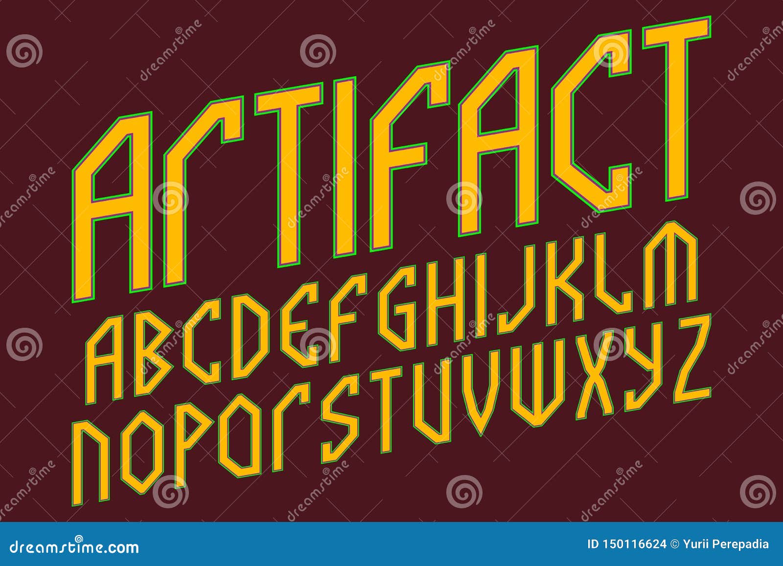 Artifact Alphabet. Ancient Style Font Stock Vector - Illustration of ...