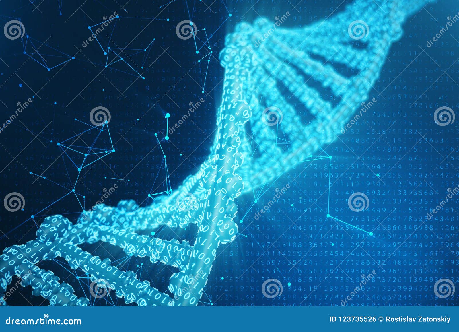 Artifical Intelegence DNA Molecule. Concept Binary Code Genome ...