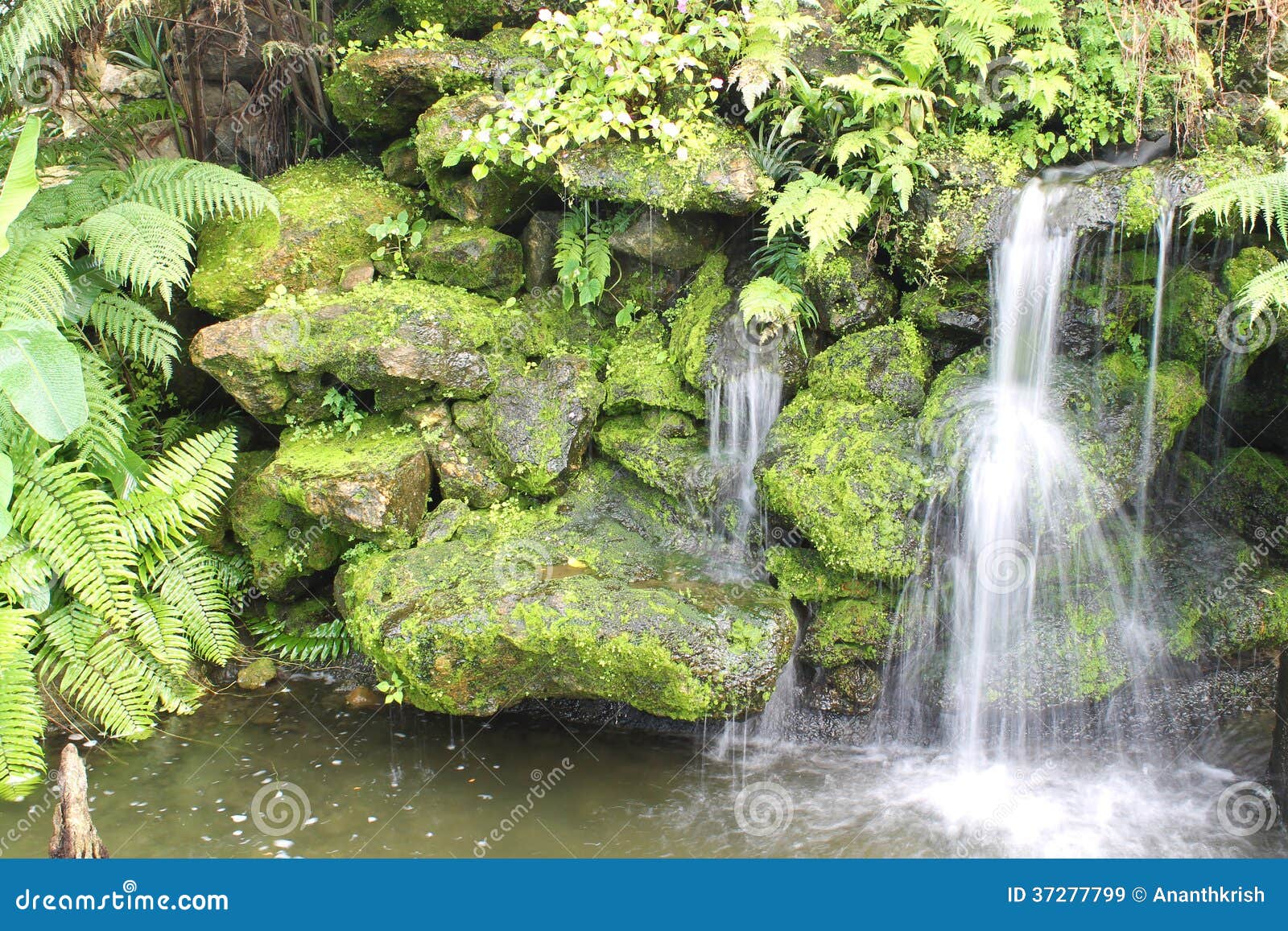Artificial Waterfall stock image. Image of green, greenish - 37277799