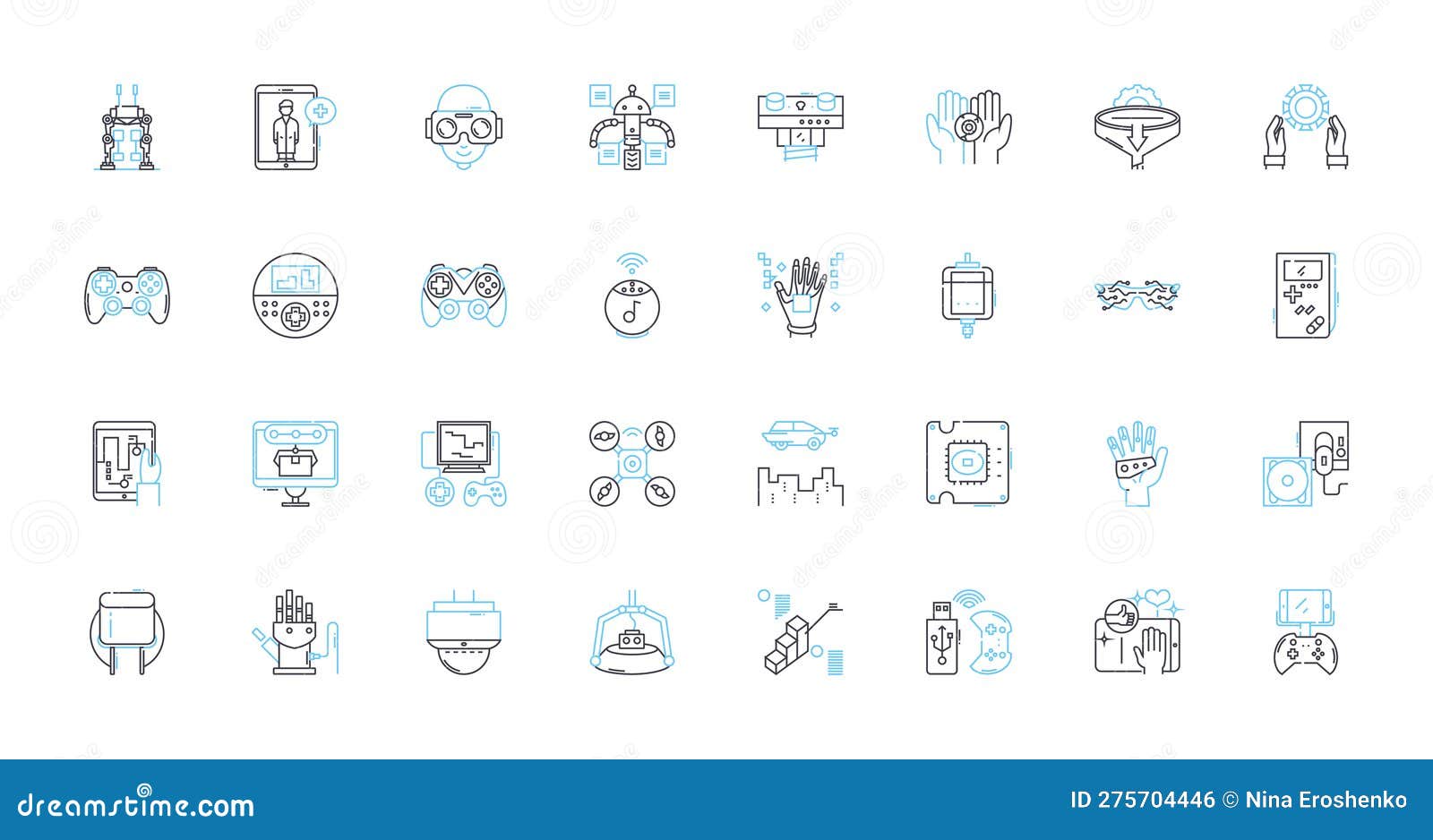 Artificial Analytics Linear Icons Set Machine Data Predictive