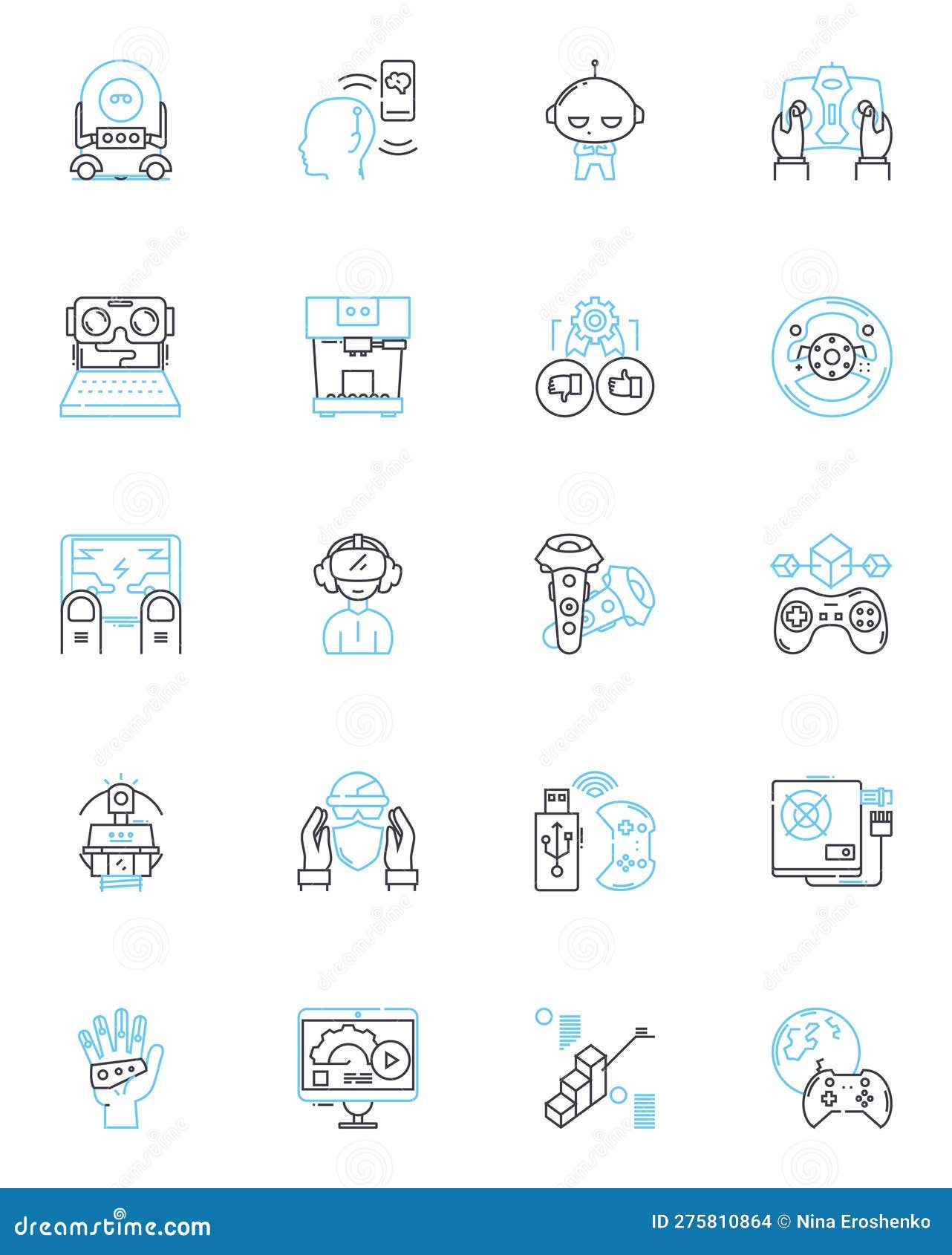 Artificial Analytics Linear Icons Set. Machine, Data, Predictive, Insights, Automation, Learning ...