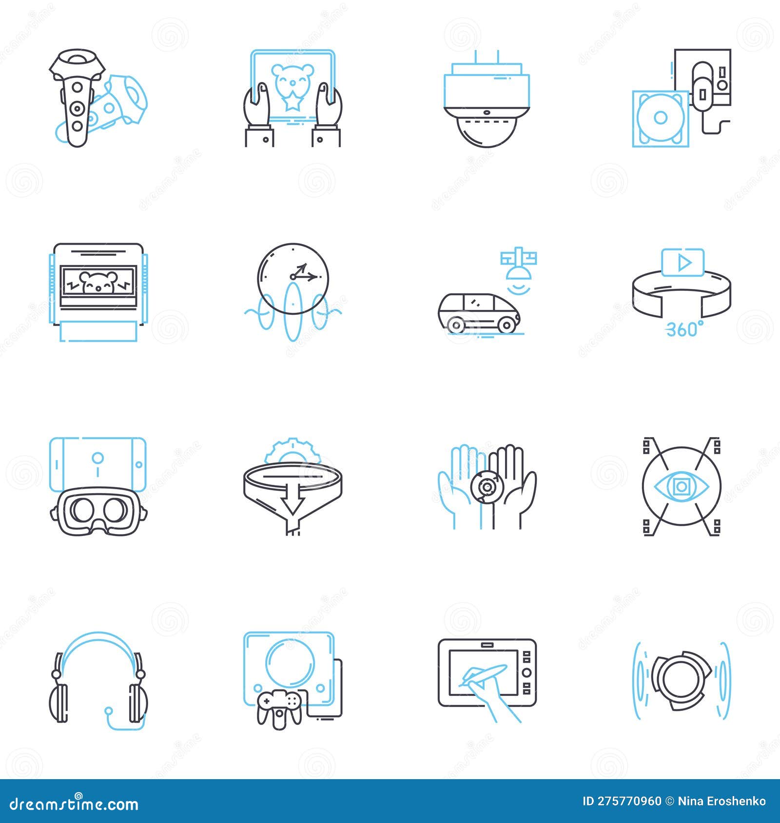 Artificial Analytics Linear Icons Set Machine Data Predictive Insights Automation Learning