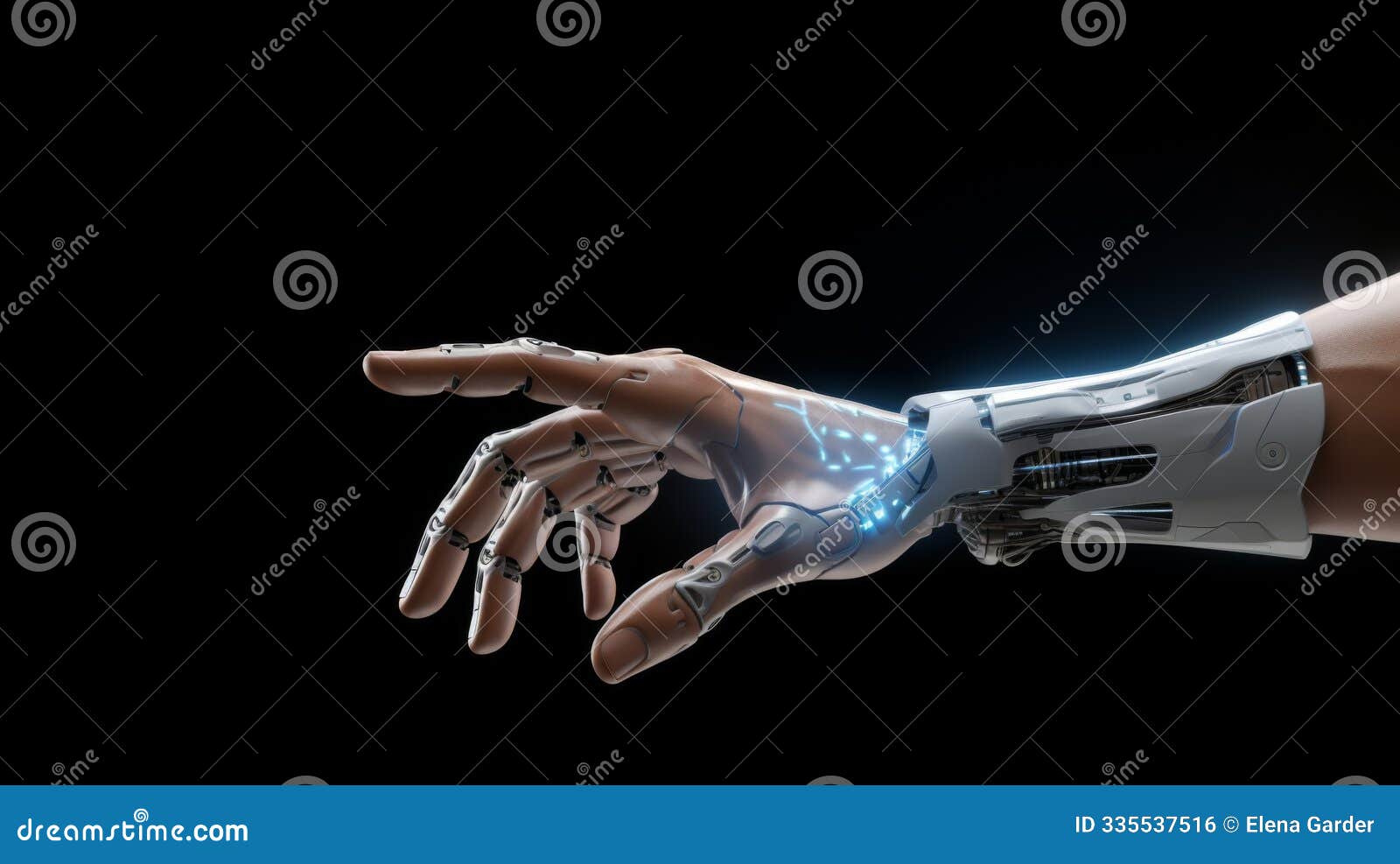 Artificial Arm Cyborg Touch. Artificial Intelligence Technology Concept ...