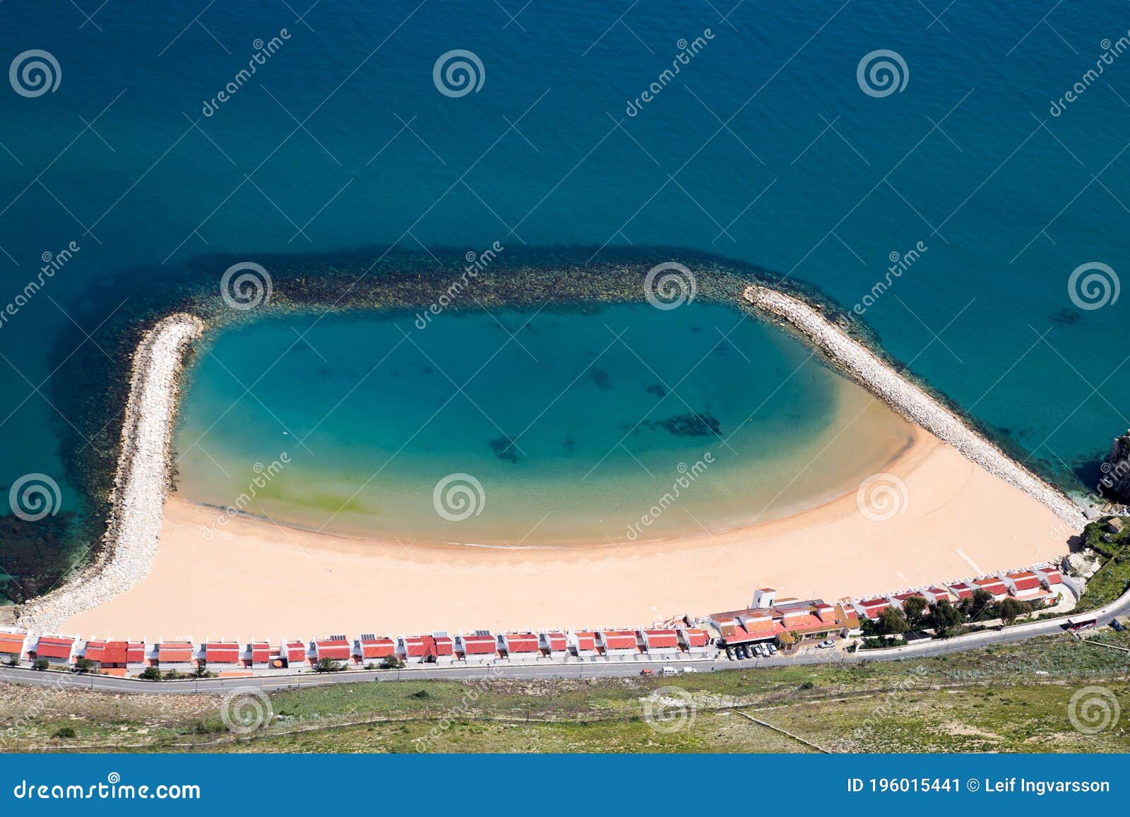 Artificial Beach at Gibraltar. Editorial Photo - Image of wall, road ...