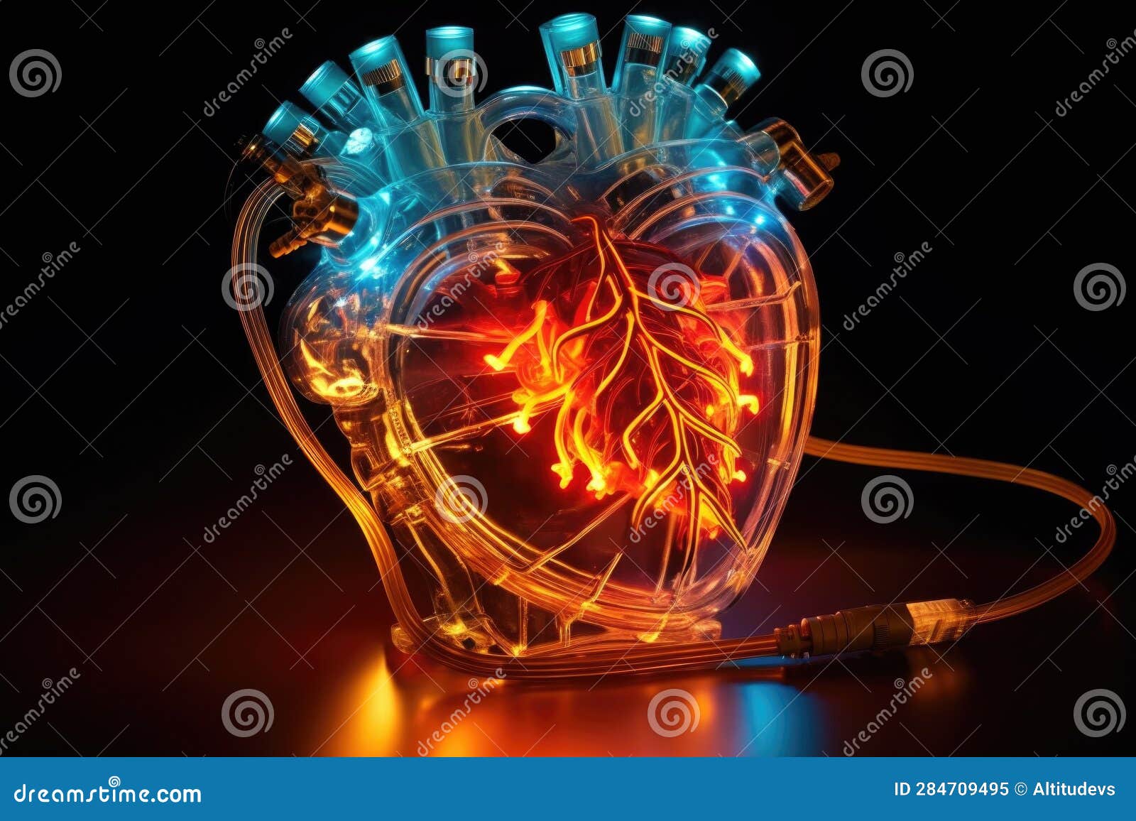 Artificial Bionic Heart with Glowing Led Lights Stock Image - Image of ...