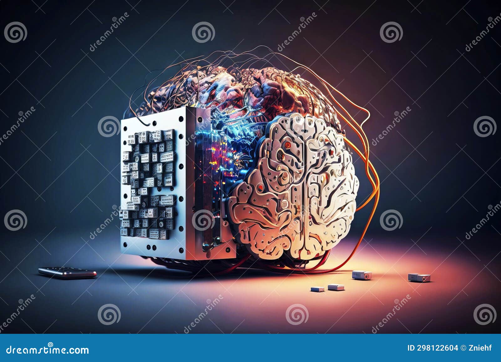 Artificial Brain with a Computer Circuit Board, Cables, Wires and ...
